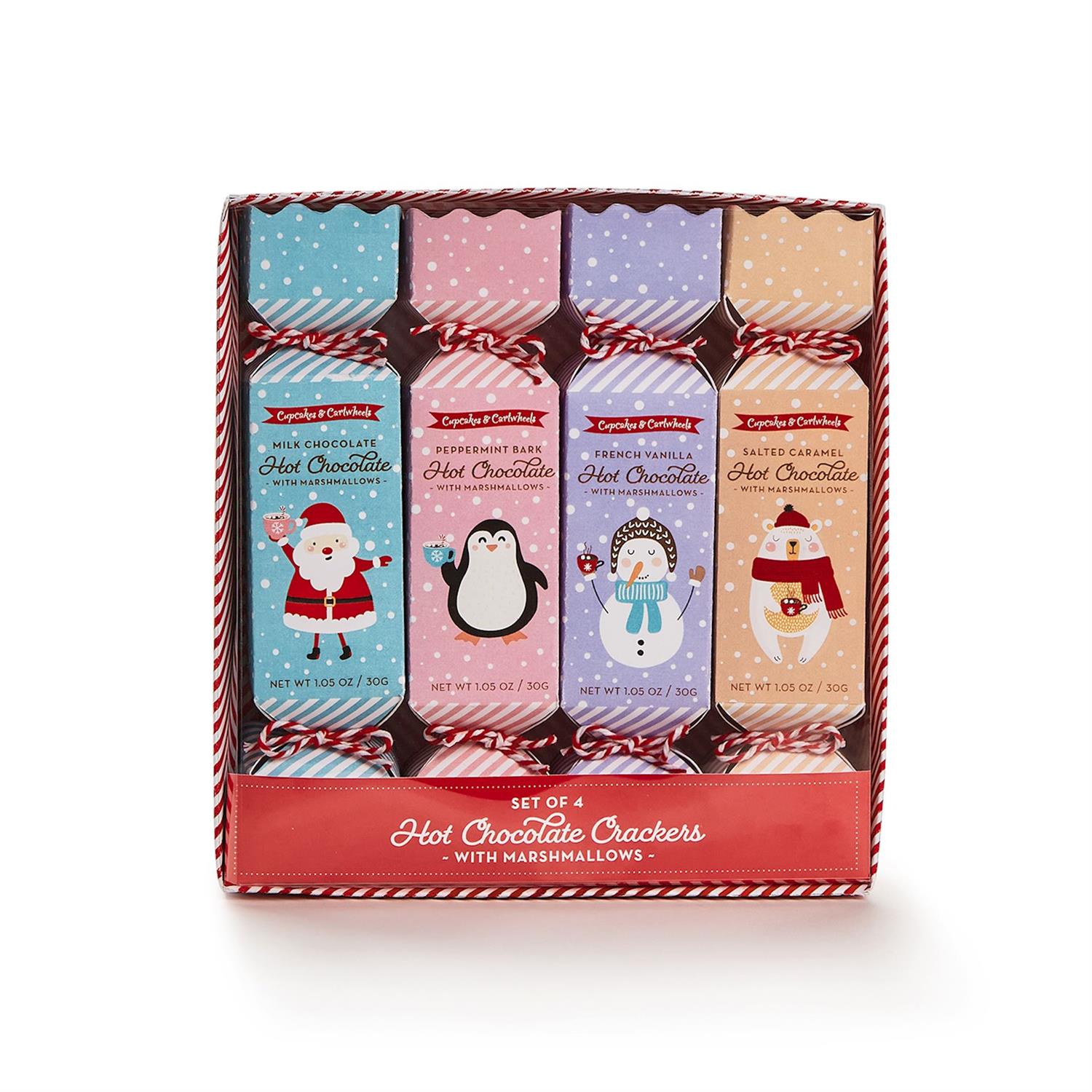 Set of 4 Hot Cocoa Mix and Marshmallow Crackers in Gift Box Includes 4 ...