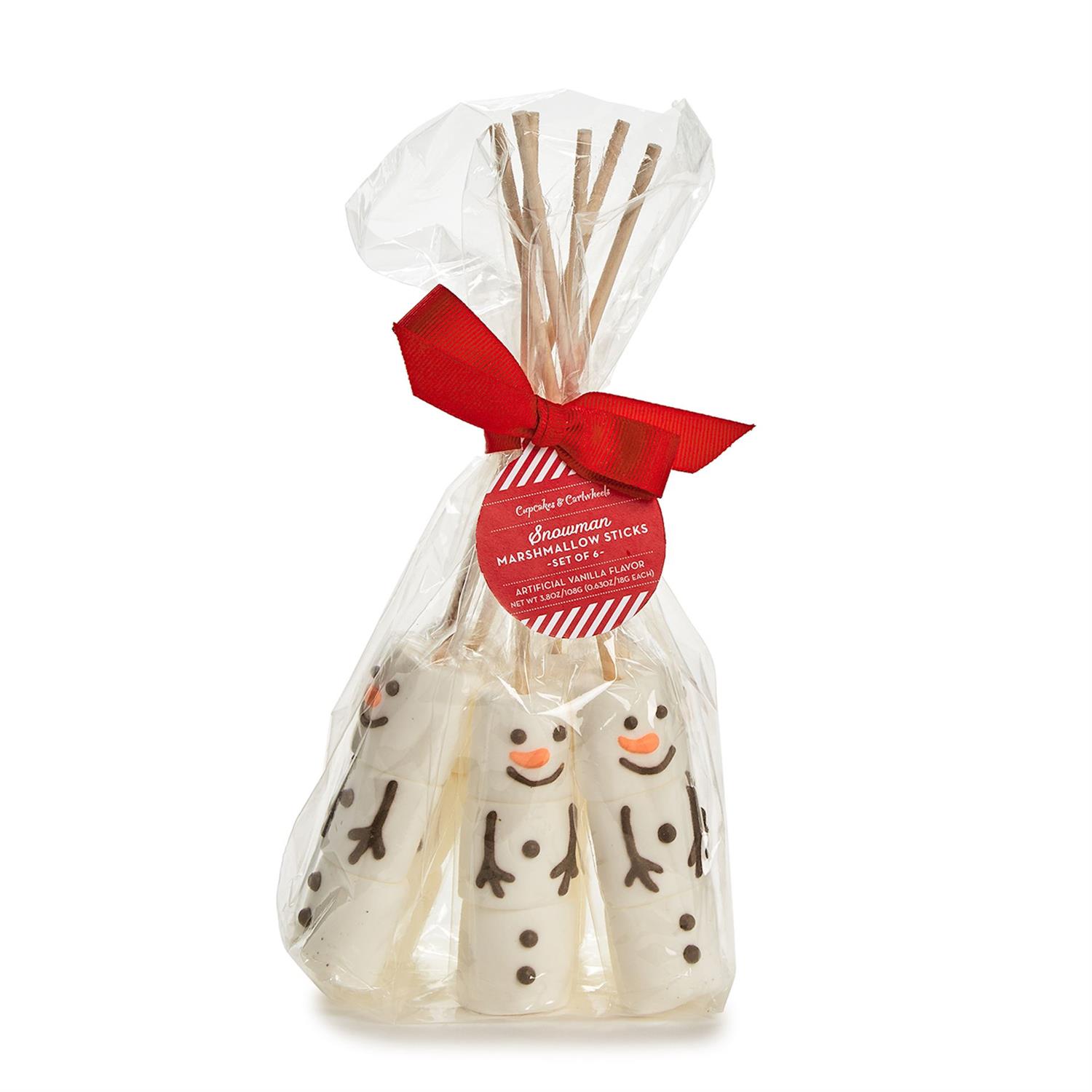Set of 6 Marshmallows Snowman Sticks in Gift Bag