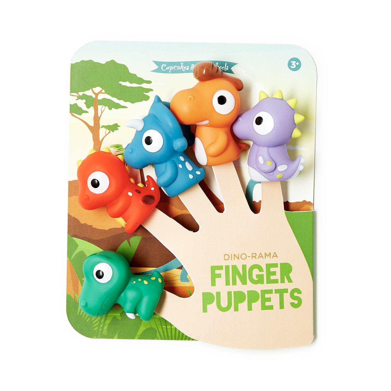 Dino-Rama Set of 5 Dinosaur Finger Puppets on Gift Card