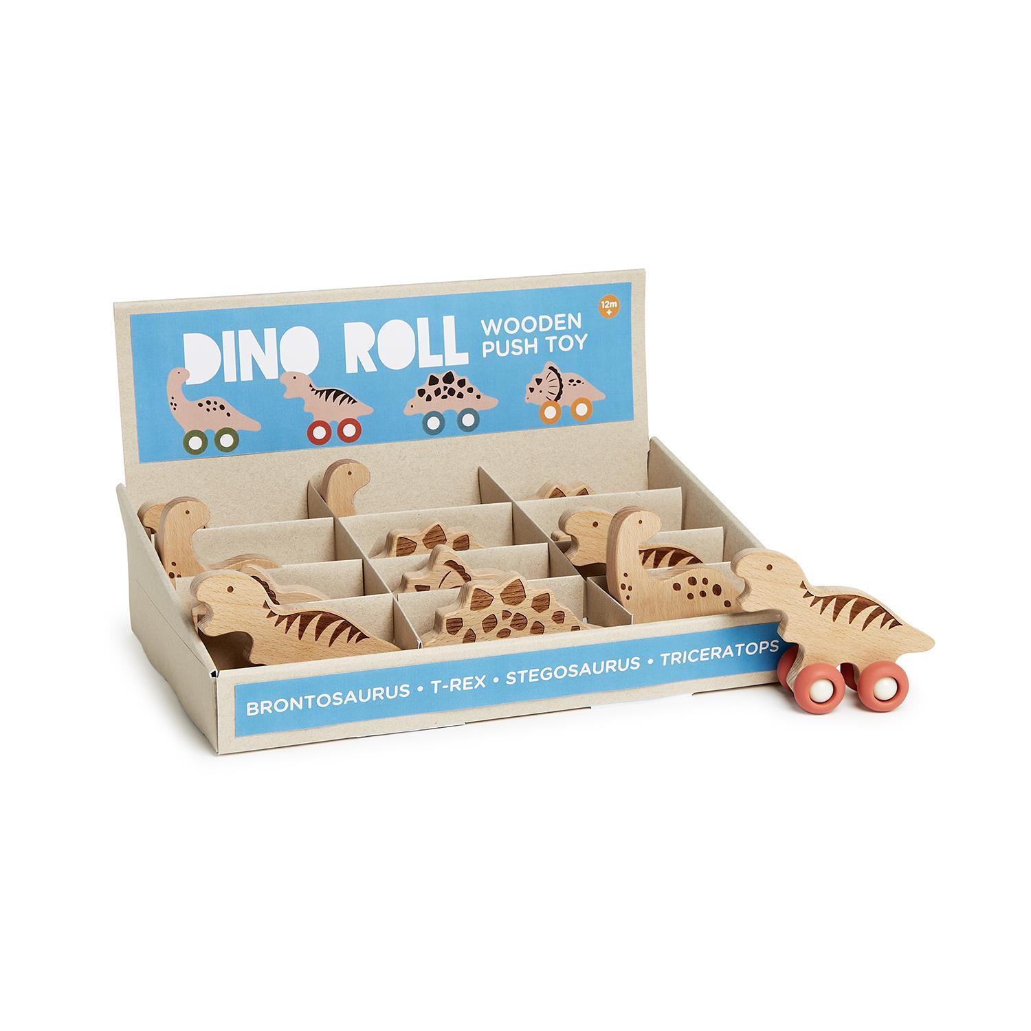 12 Pc Hand-Crafted Wooden Dinosaur Toy Unit in Countertop Display ...