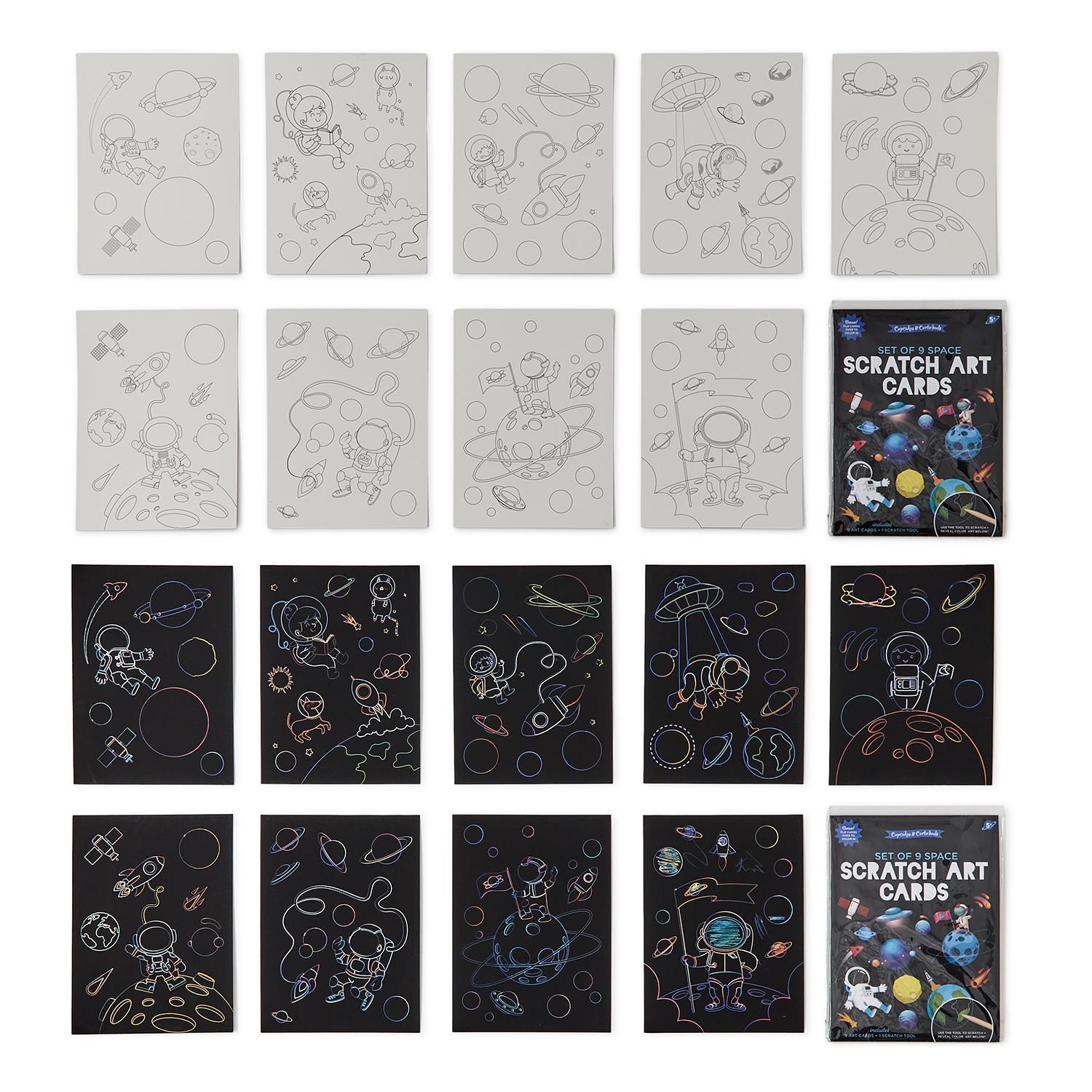 24 Pc Scratch Art and Coloring Cards Kit Unit Includes 3 Designs