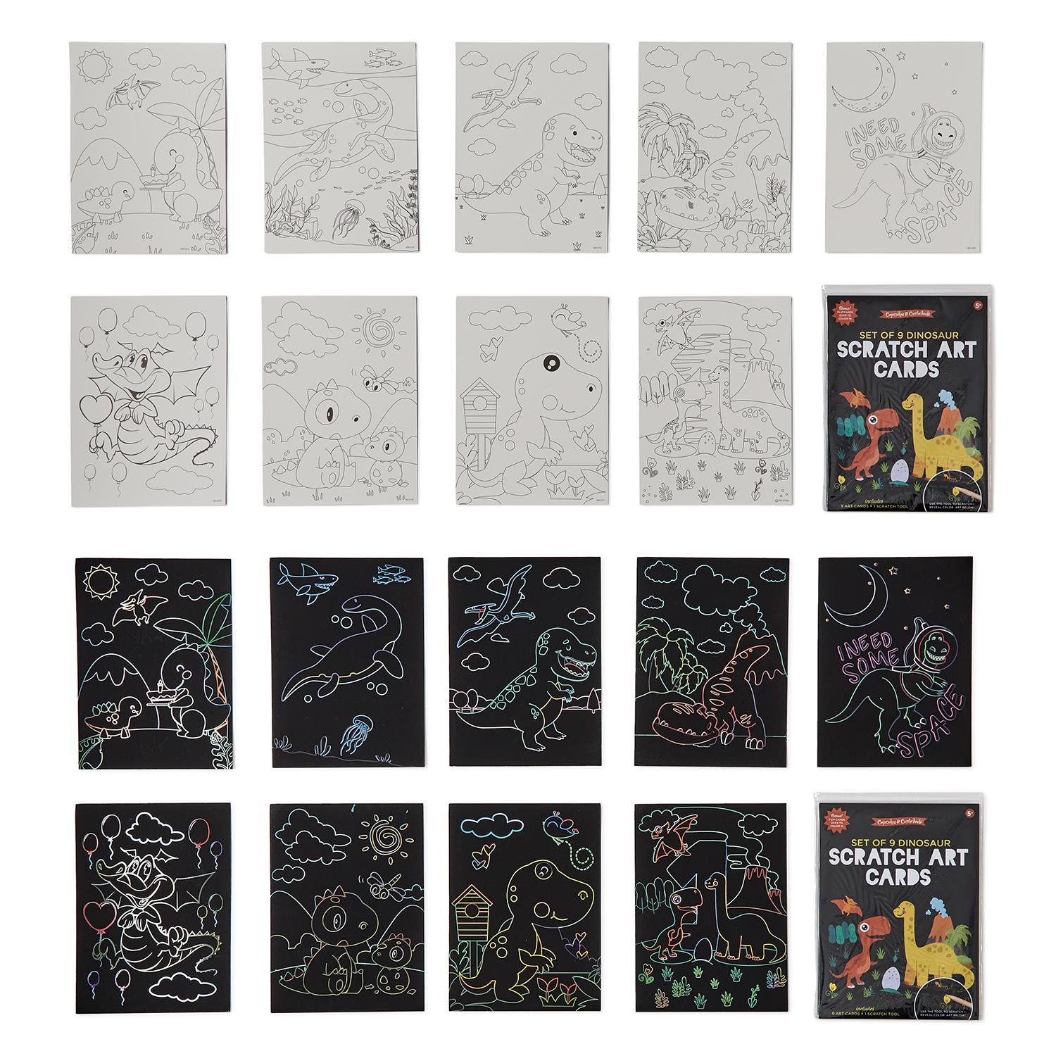 24 Pc Scratch Art and Coloring Cards Kit Unit Includes 3 Designs
