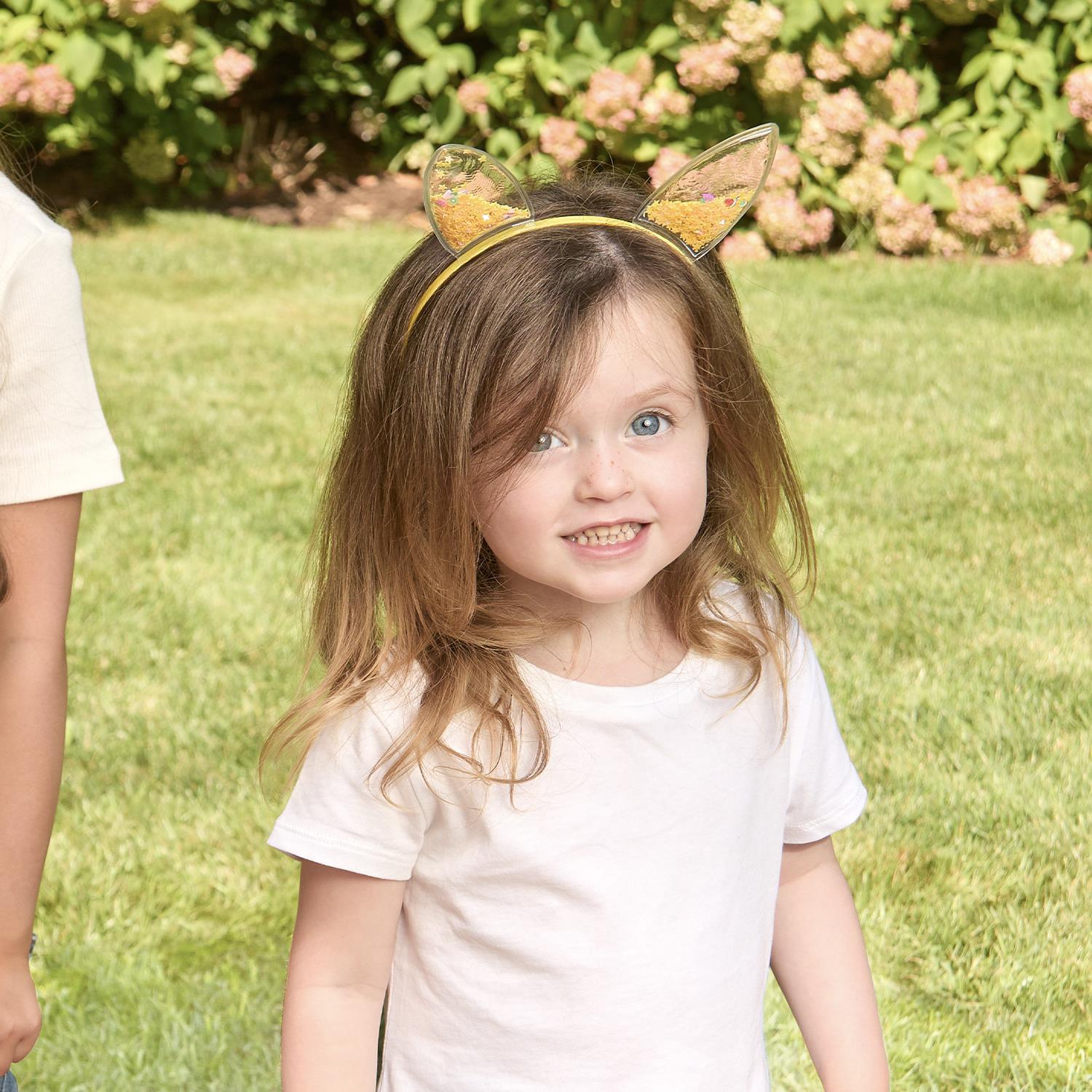 Sequin Filled Bunny Ears Headband and Pom Pom Hair Tie Set on Gift Card ...