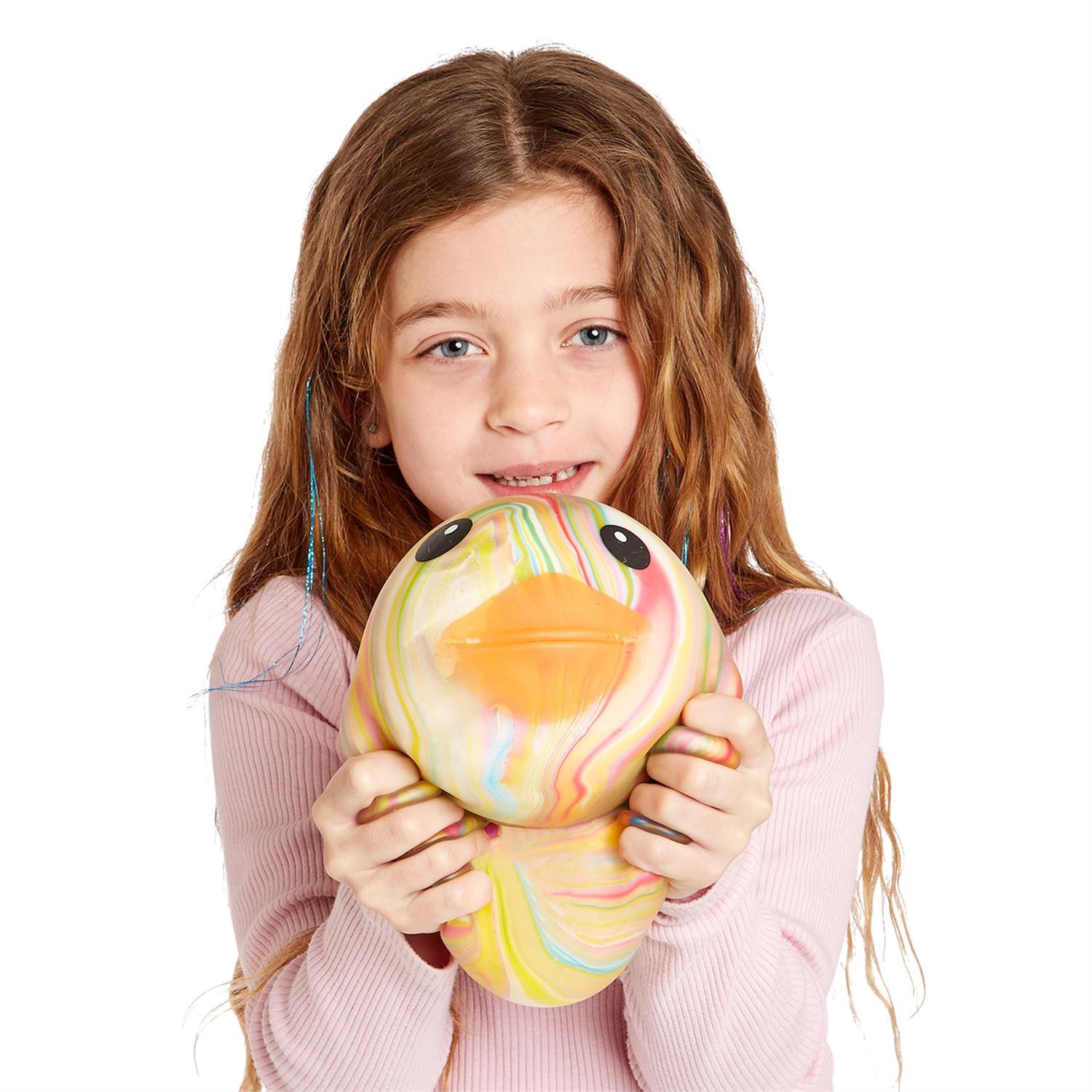 Jumbo Squishy Rainbow Marbled Duckie