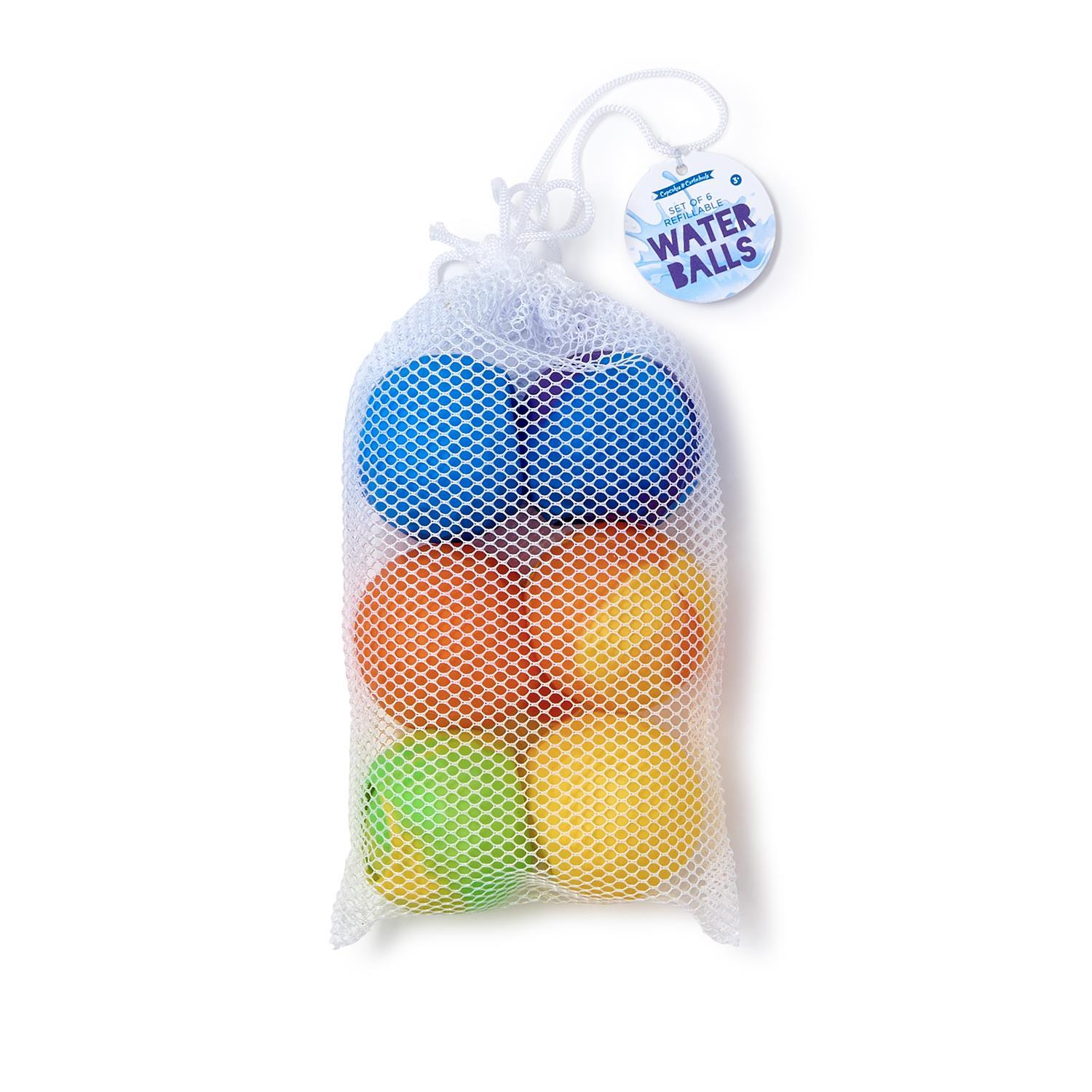 Splash Set of 6 Refillable Splash Water Balls with Mesh Drawstring Bag