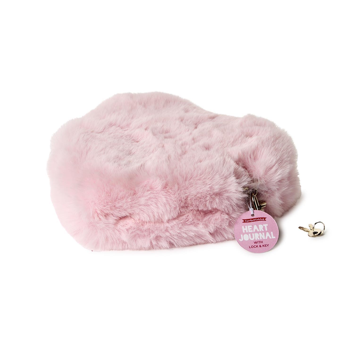 Plush Faux Fur Heart Journal with Lock and Key