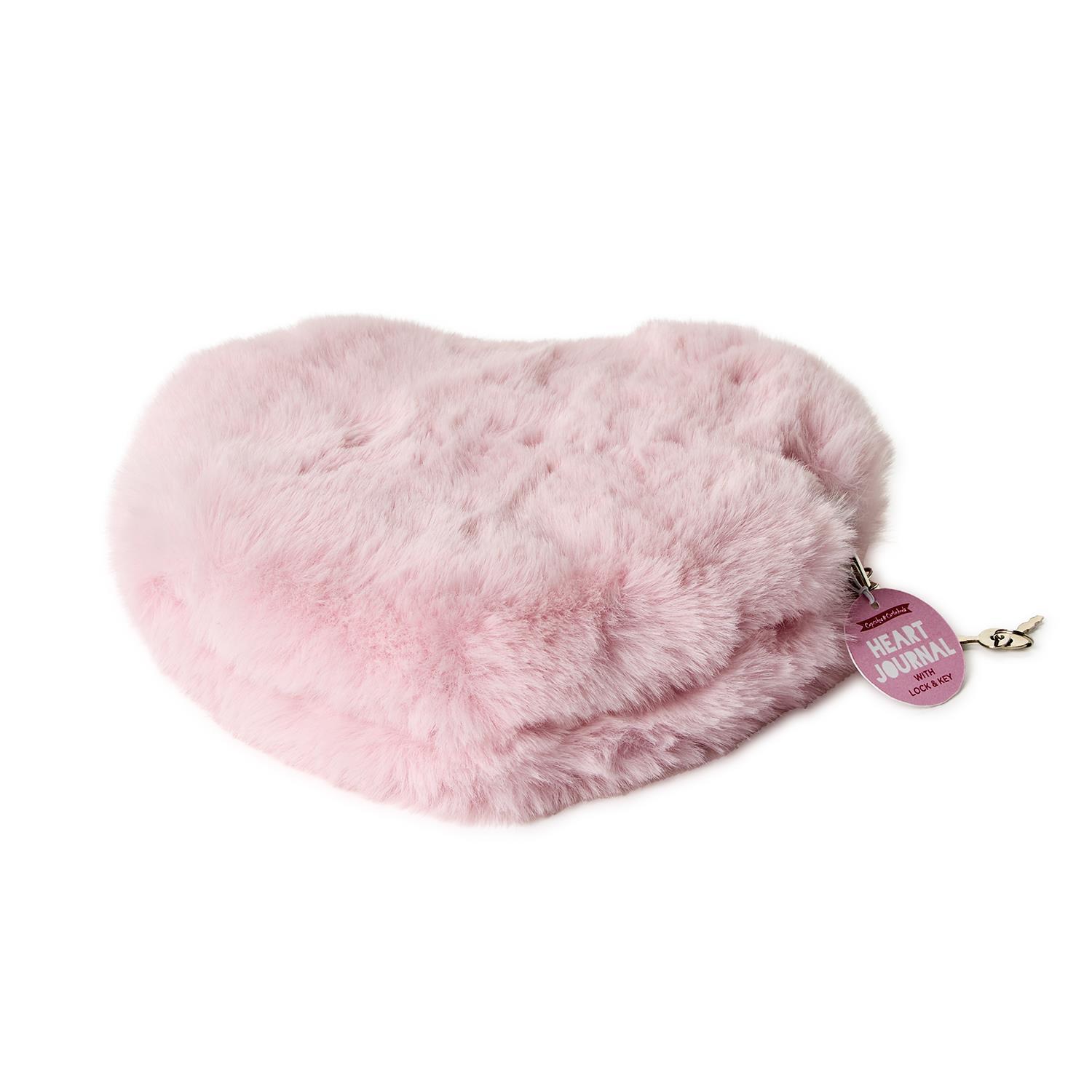 Plush Faux Fur Heart Journal with Lock and Key