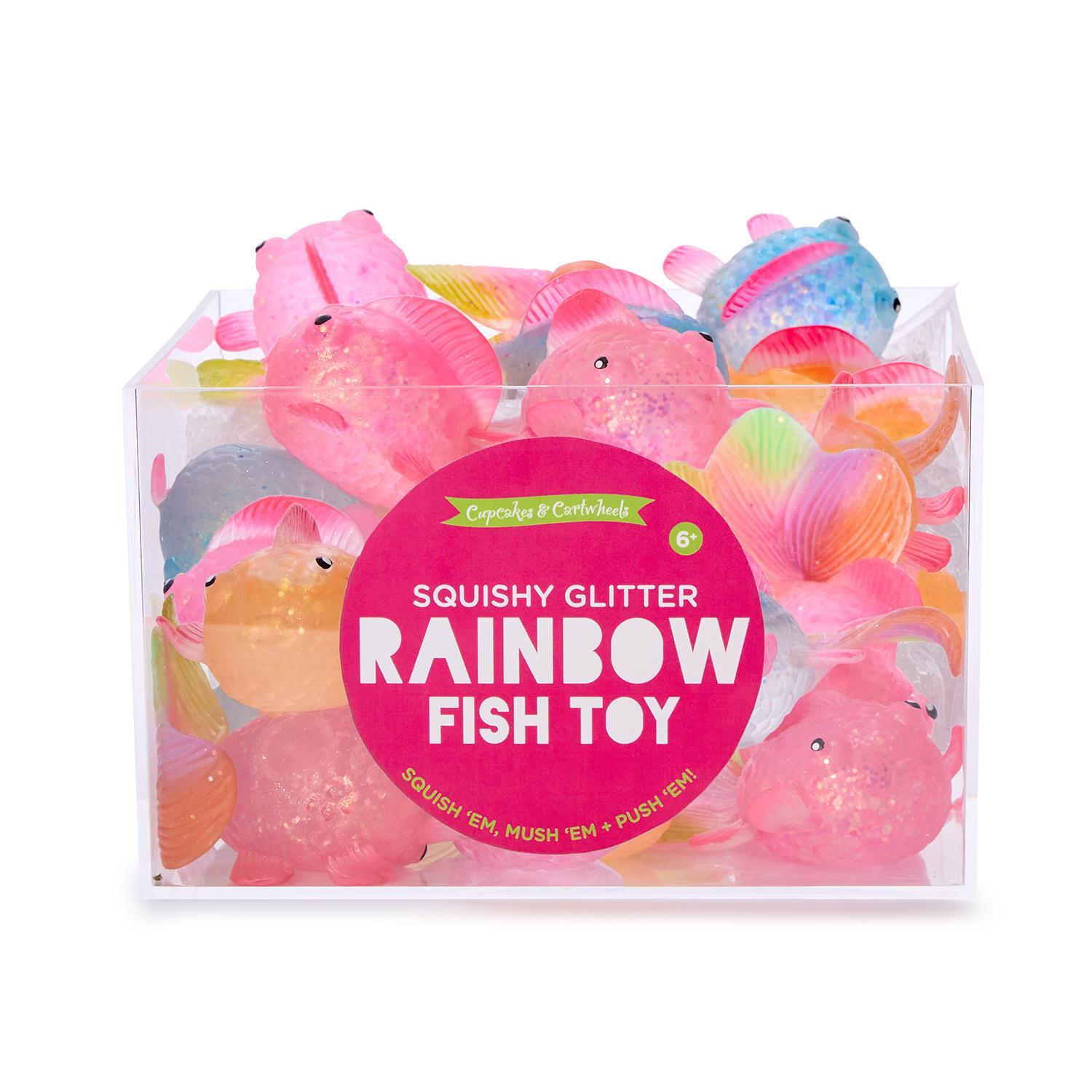 Guppy 30 Pc Squishy Glitter Fish Toy Unit with Aquarium Display ...