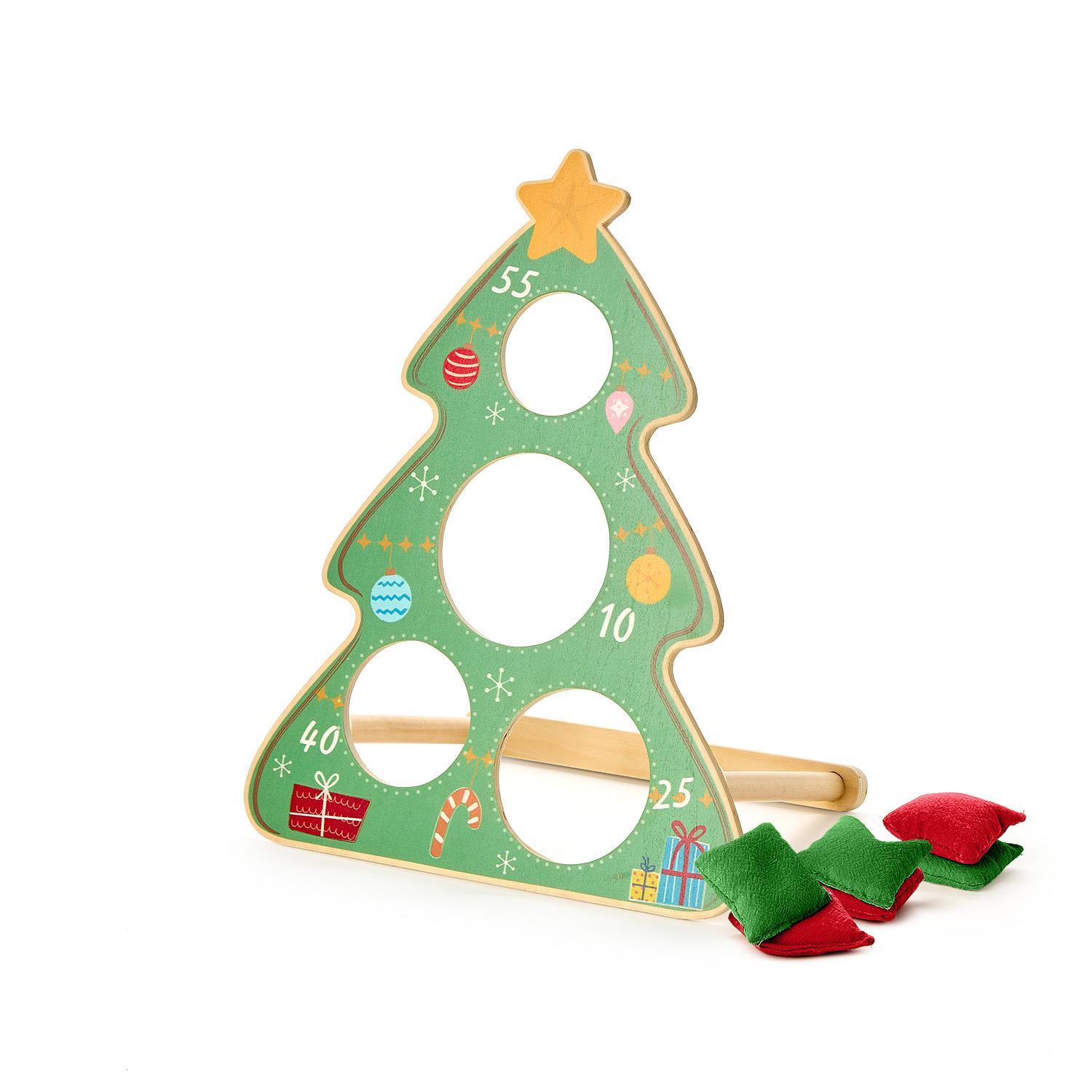 Christmas Tree Tabletop Beanbag Toss Game with 6 Bags in Gift Box