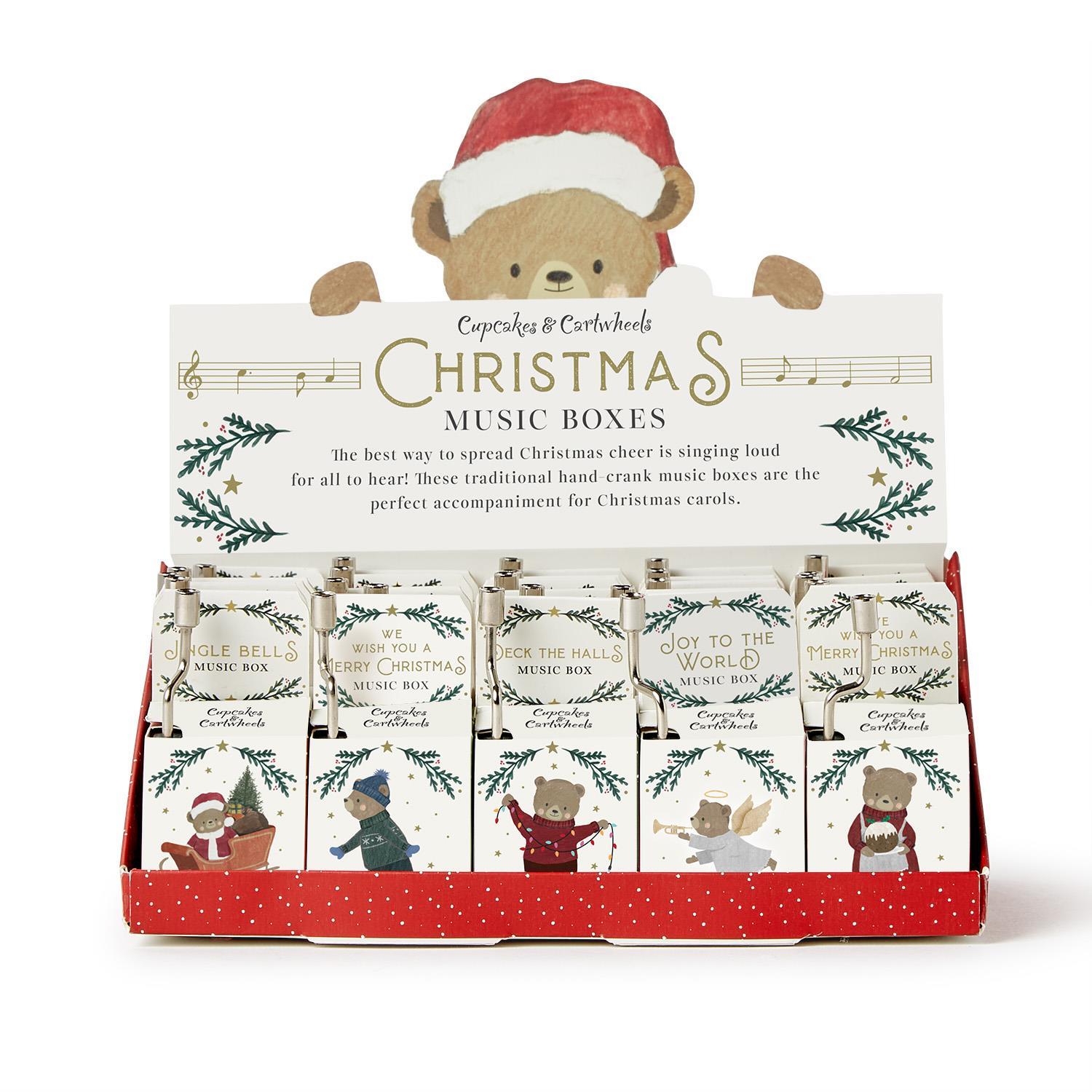 Christmas 25 Pc Music Box Unit with Countertop Display Includes 5 Designs