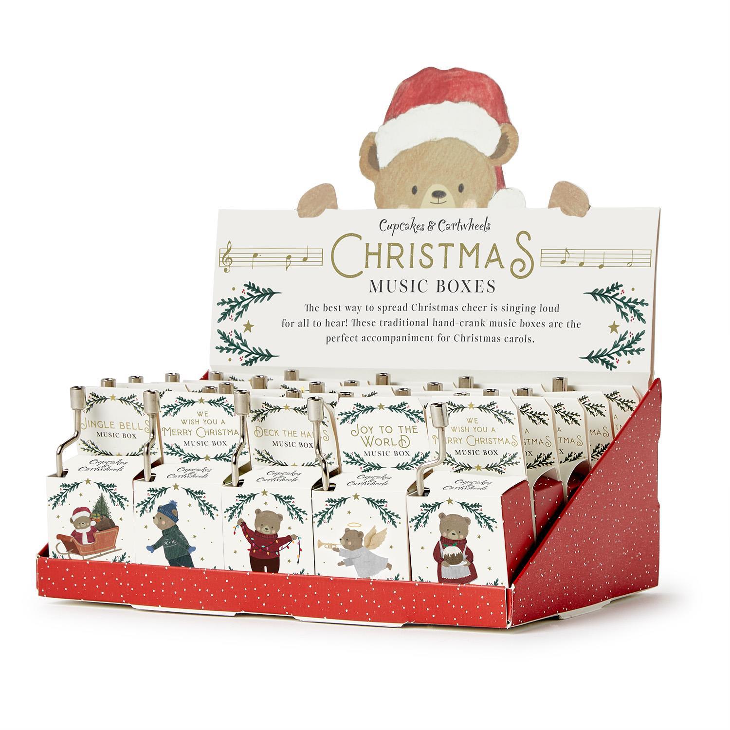 Christmas 25 Pc Music Box Unit with Countertop Display Includes 5 Designs