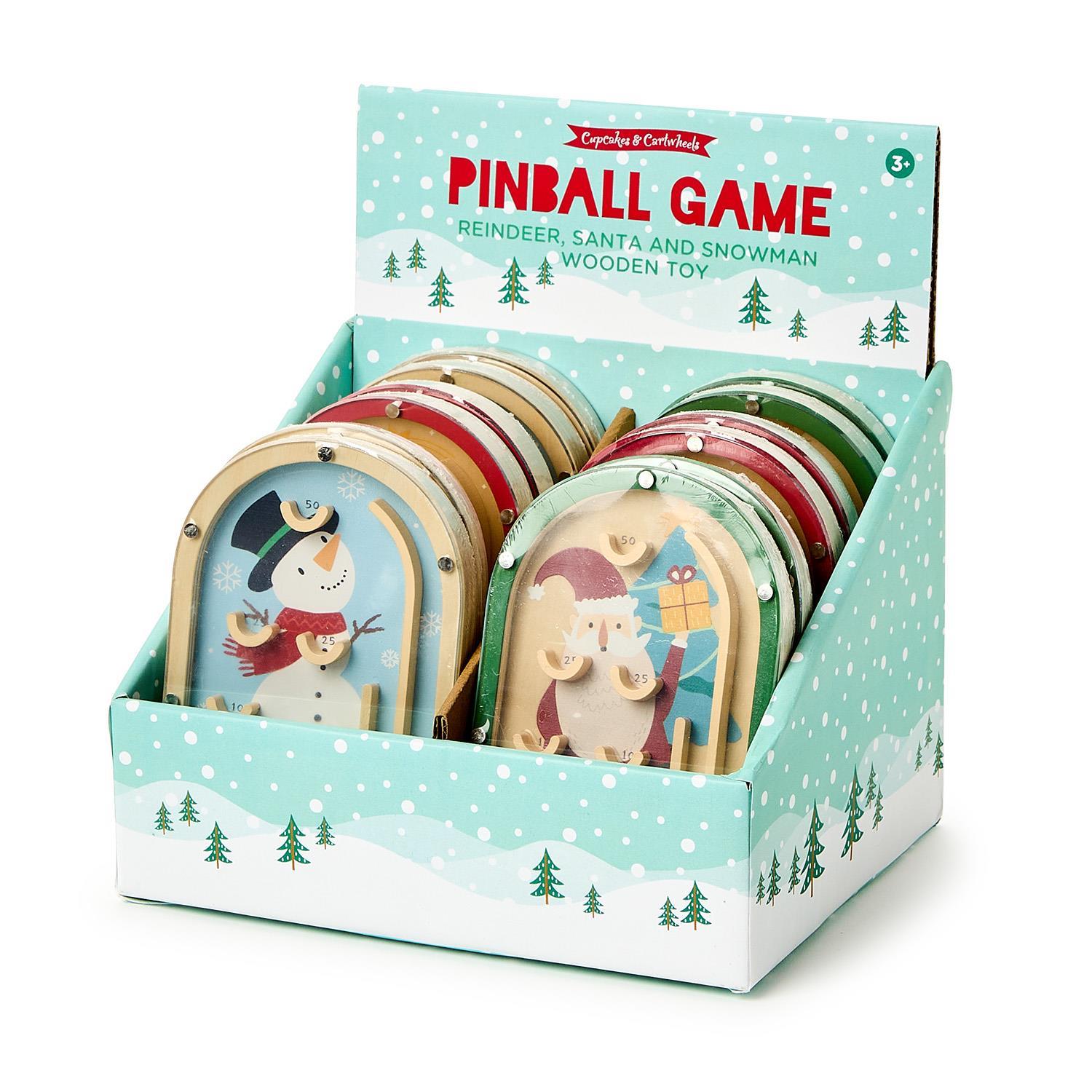 12 Pc Wooden Pinball Game Unit with Countertop Display Includes 3 Designs