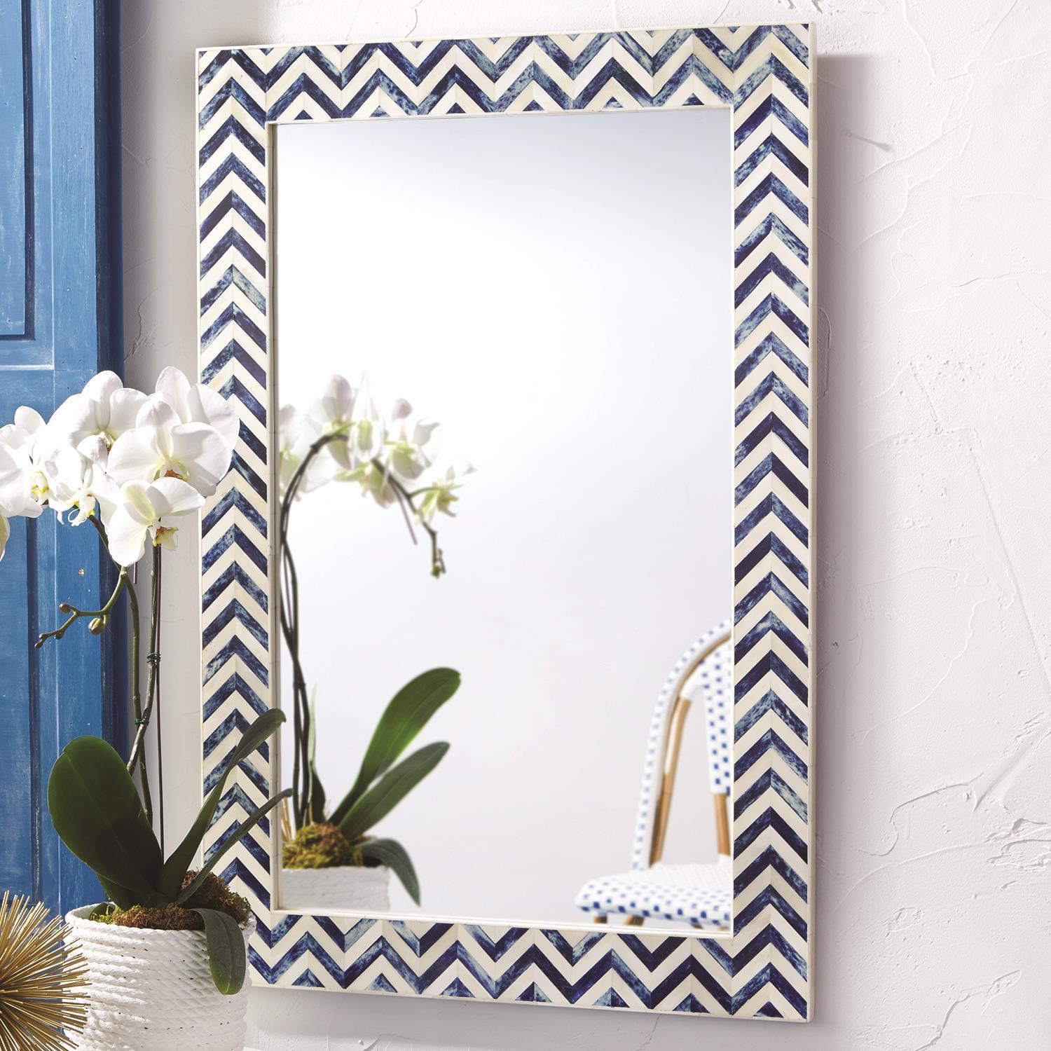 Indigo Chevron Wall Mirror