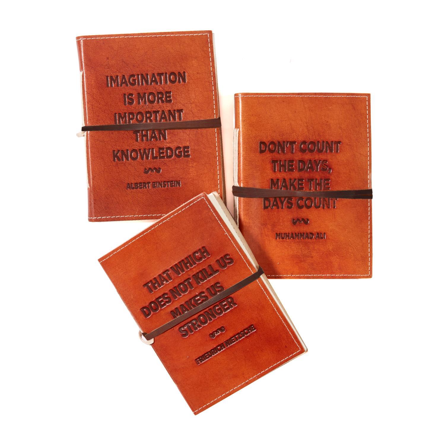 Leather Notebook Asst 3 Sayings
