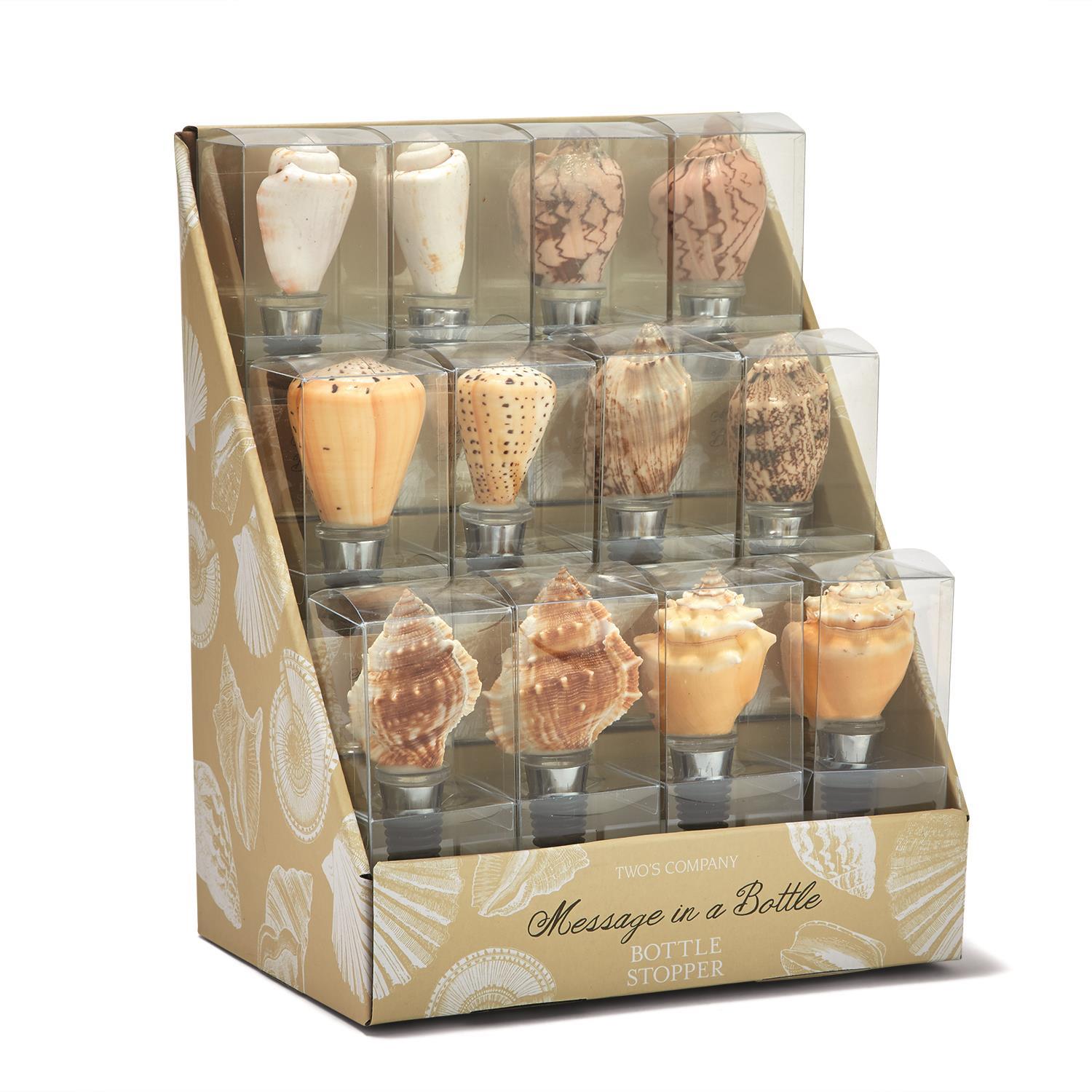 12 Pc Shell Bottle Stopper Un Asst 4 Styles