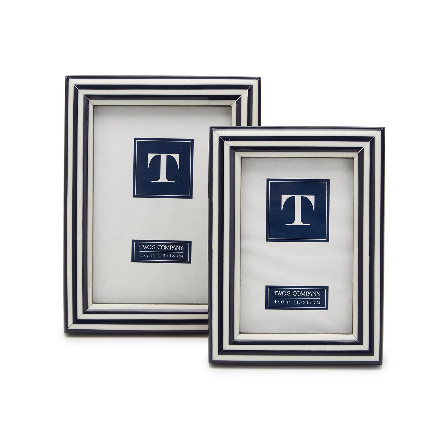 S/2 Nautical Stripe Photo Frame Incl 2 Sizes