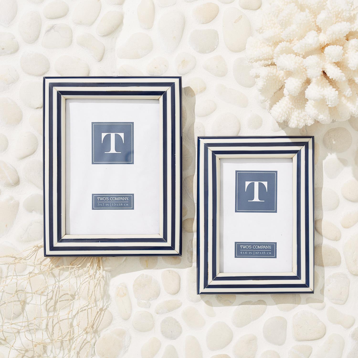 S/2 Nautical Stripe Photo Frame Incl 2 Sizes