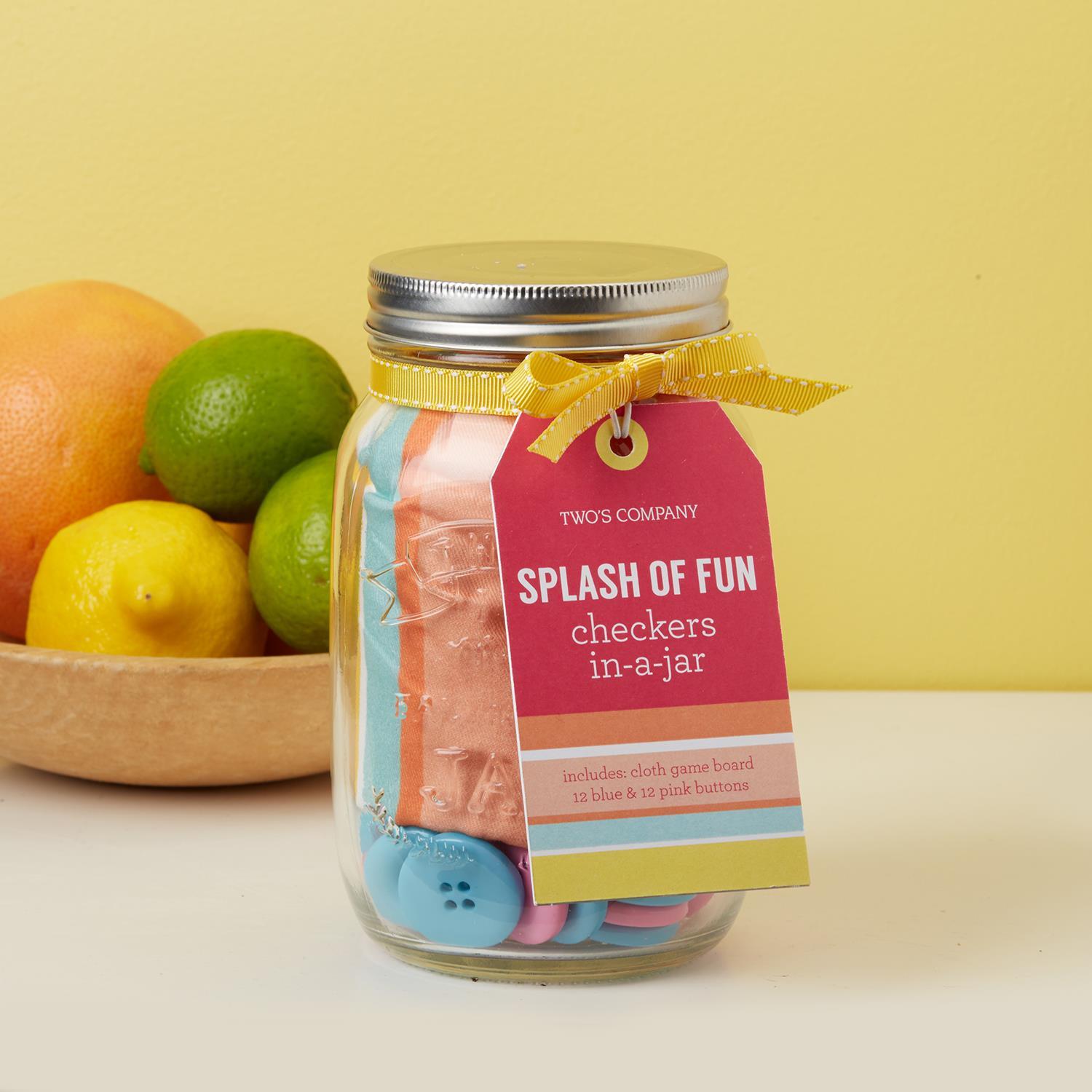 Checkers Set in Jar w/24 Buttons Asst 2 Colors