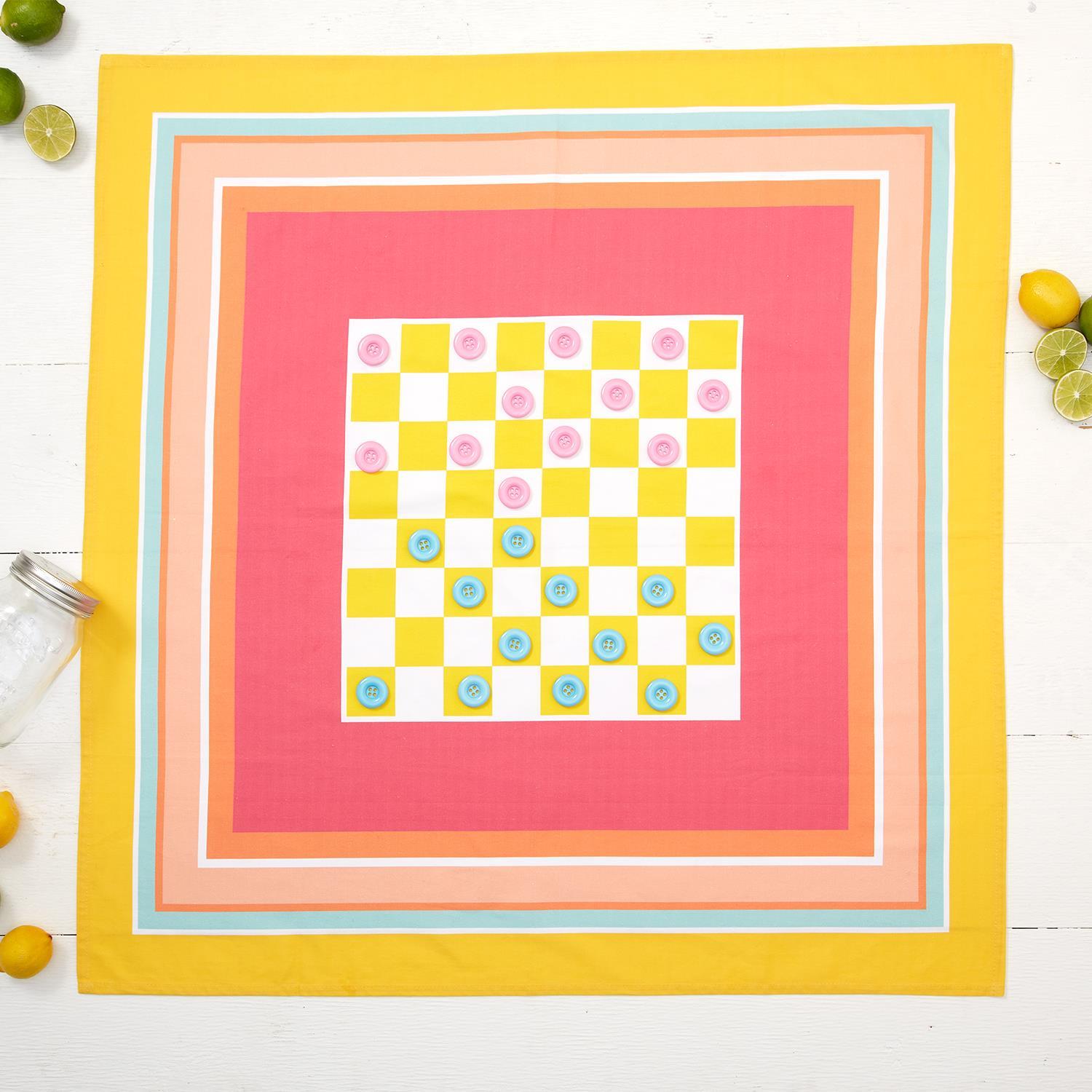 Checkers Set in Jar w/24 Buttons Asst 2 Colors