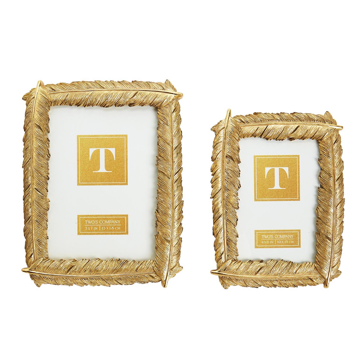 S/2 Feather Frames Incl 4" x 6" and 5" x 7"