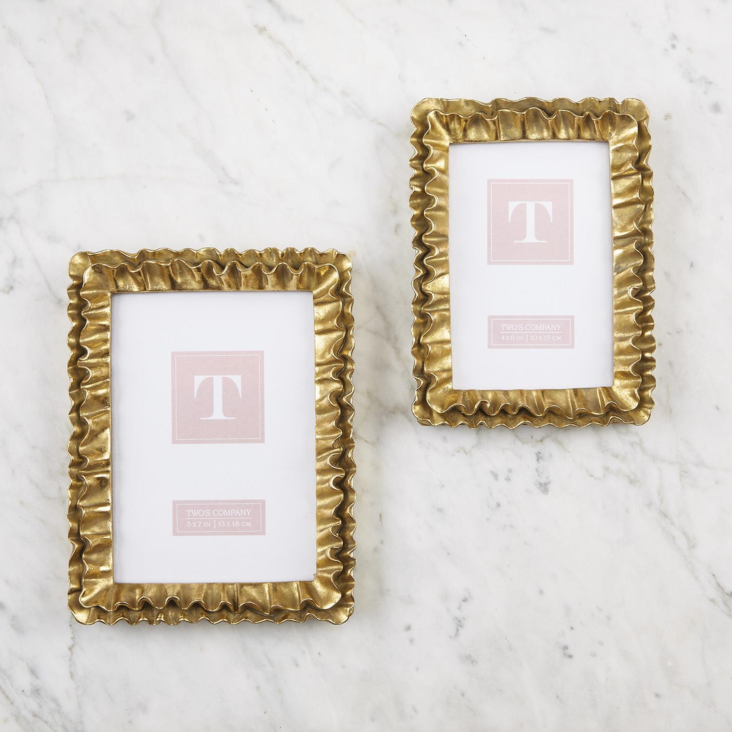 Gold Ruffles S/2 Photo Frame