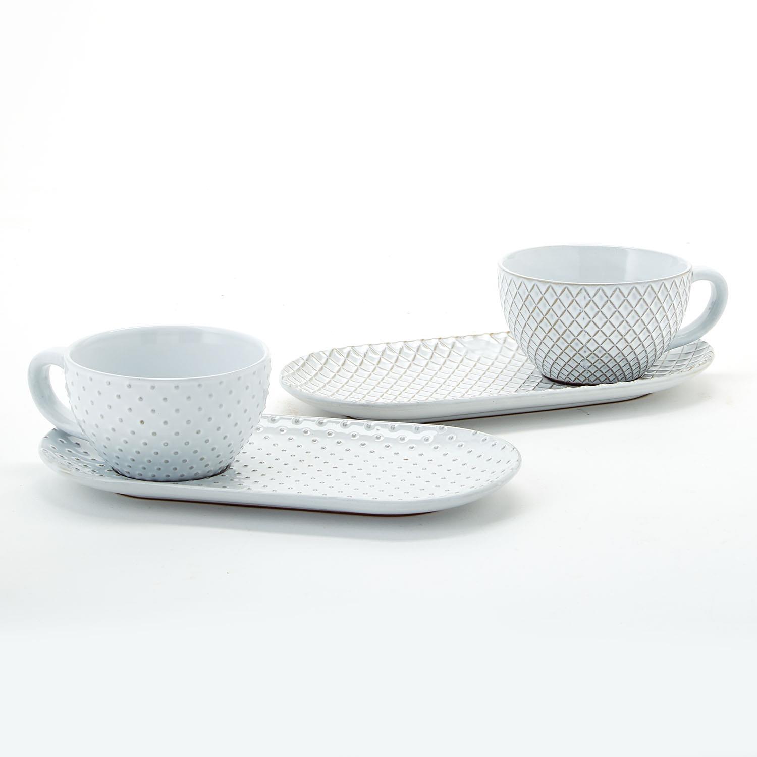S/2 Tea Cup & Saucer Set Inc 2 Cups & Plates/2 Patterns
