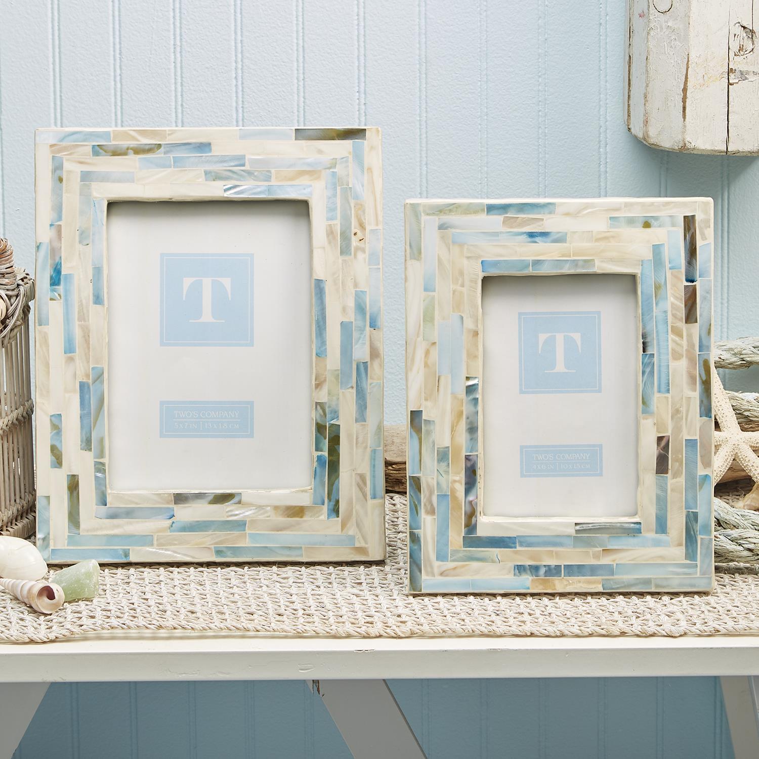S/2 Tiled MOP Photo Frame Incl 2 Sizes
