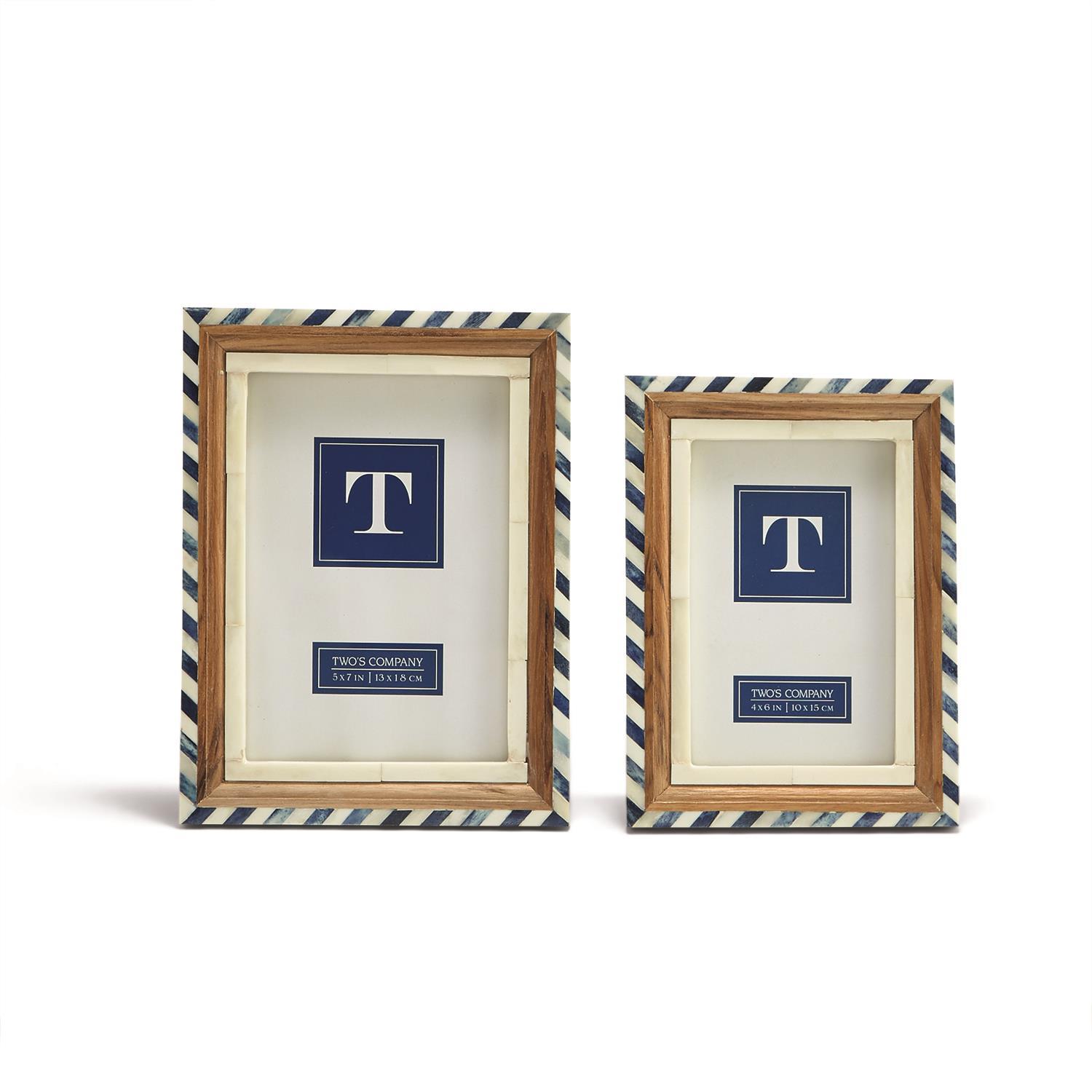 S/2 Blue and White Photo Frame Incl 2 Sizes