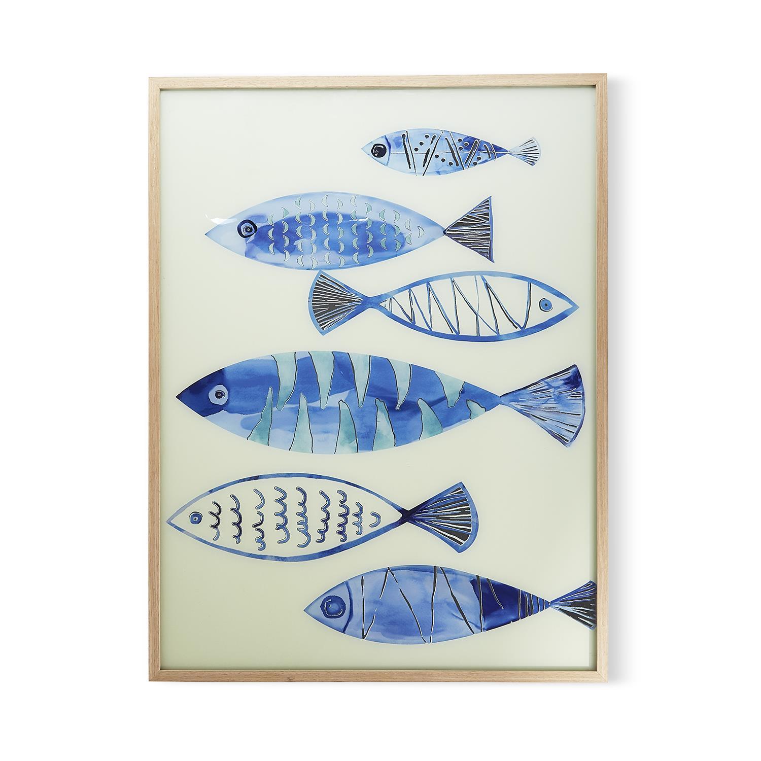 S/3 Fish Wall Art with Metallic Detail