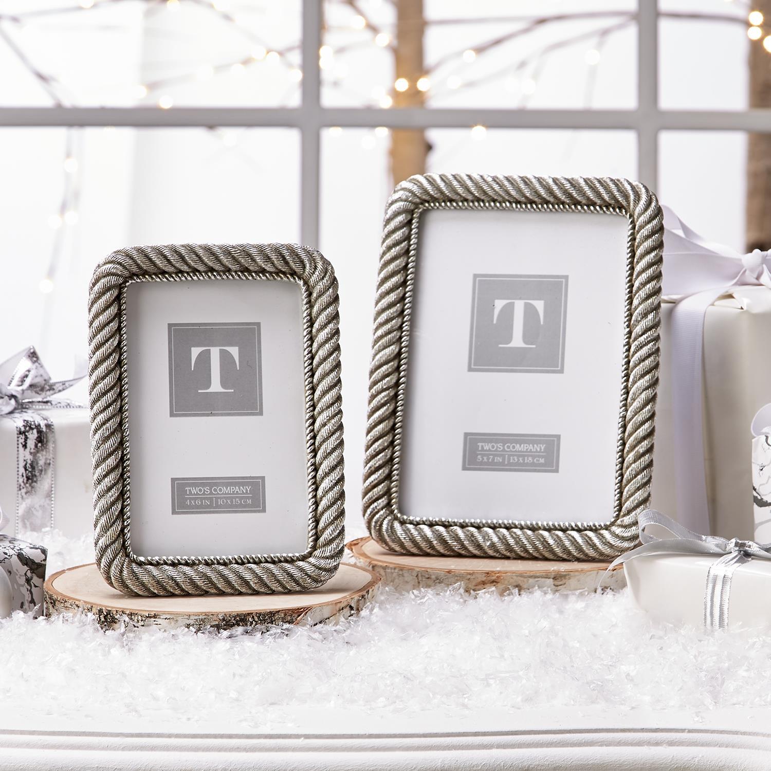 Set of 2 Silver Rope Frames Incl 2 Sizes