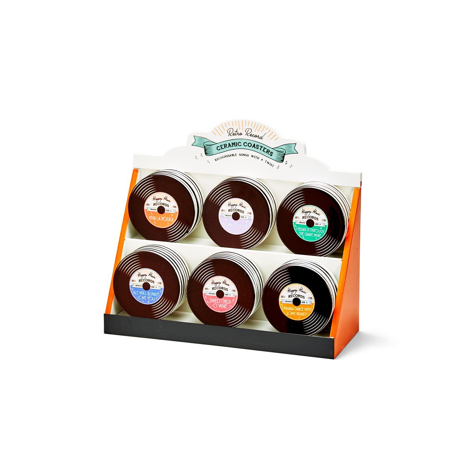 48 Pc Records Coaster Un w/Countertop Display Incl 6 Designs