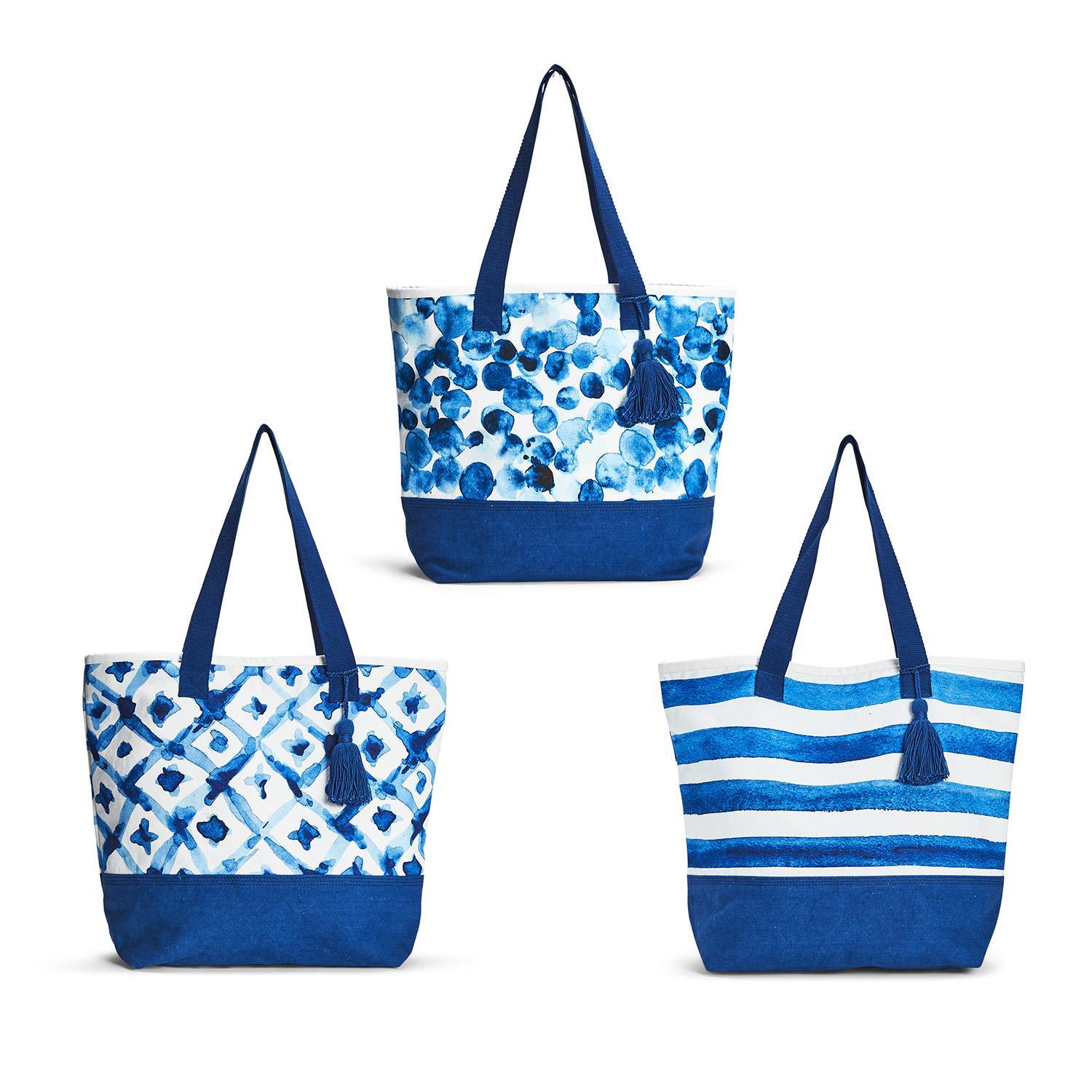Indigo Canvas Tote Asst 3 Designs