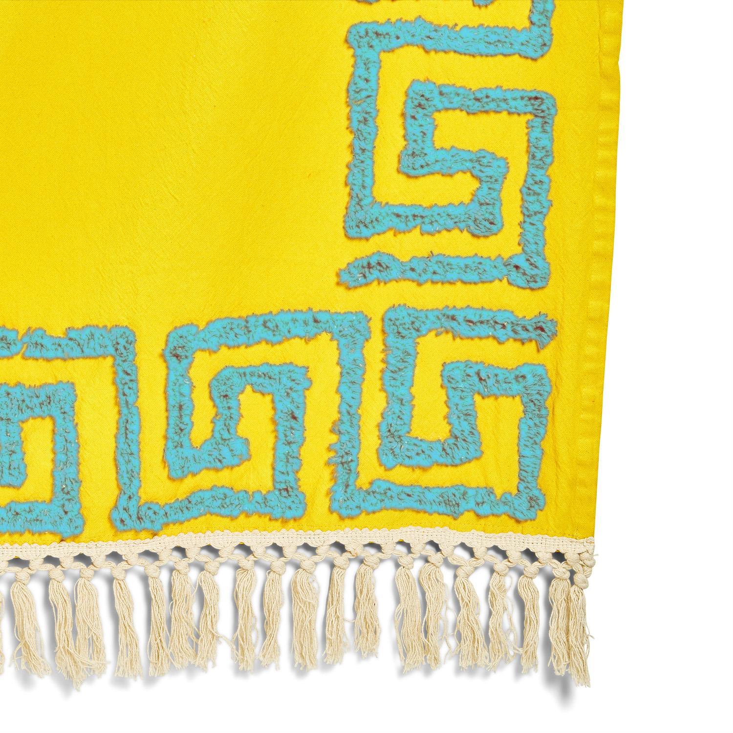 Greek Key Tufted Cotton Throw
