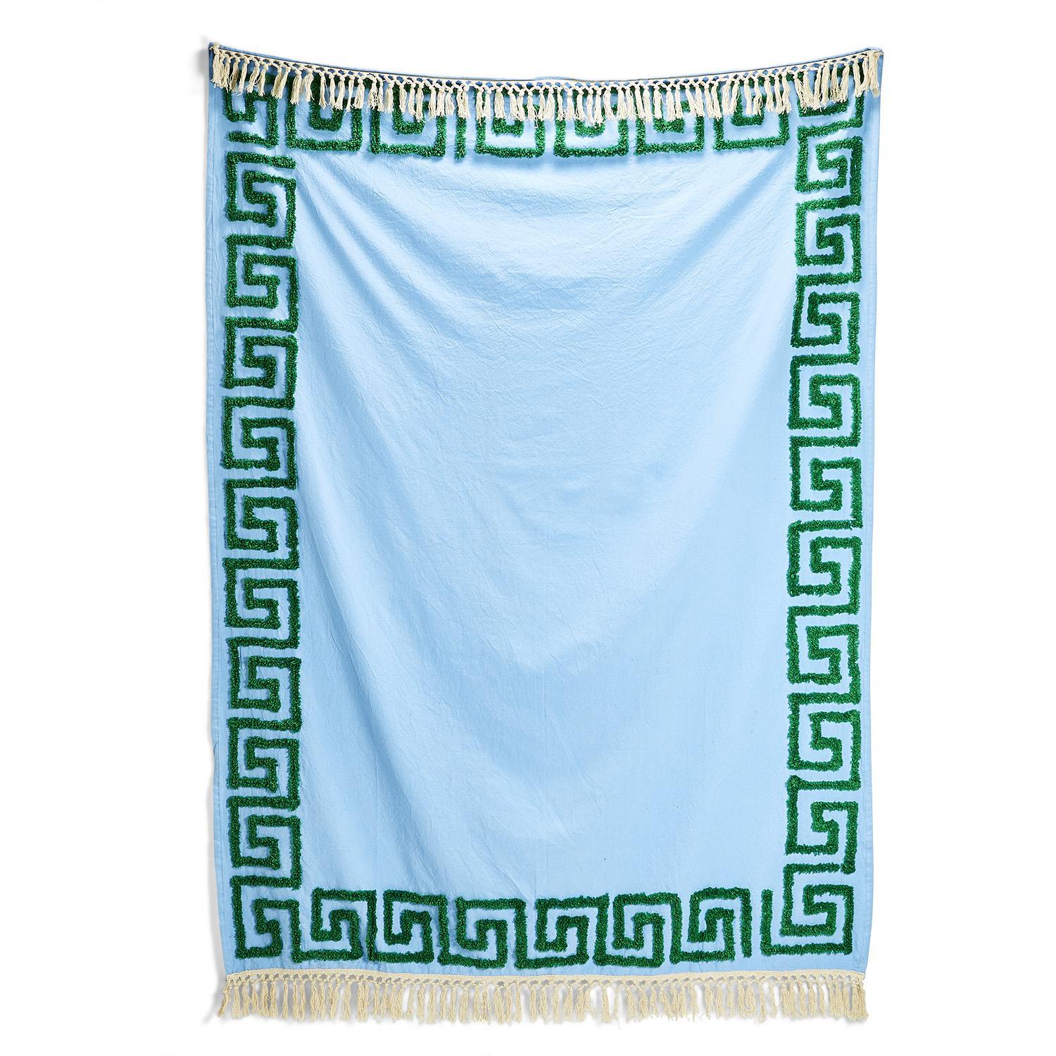 Greek Key Tufted Cotton Throw