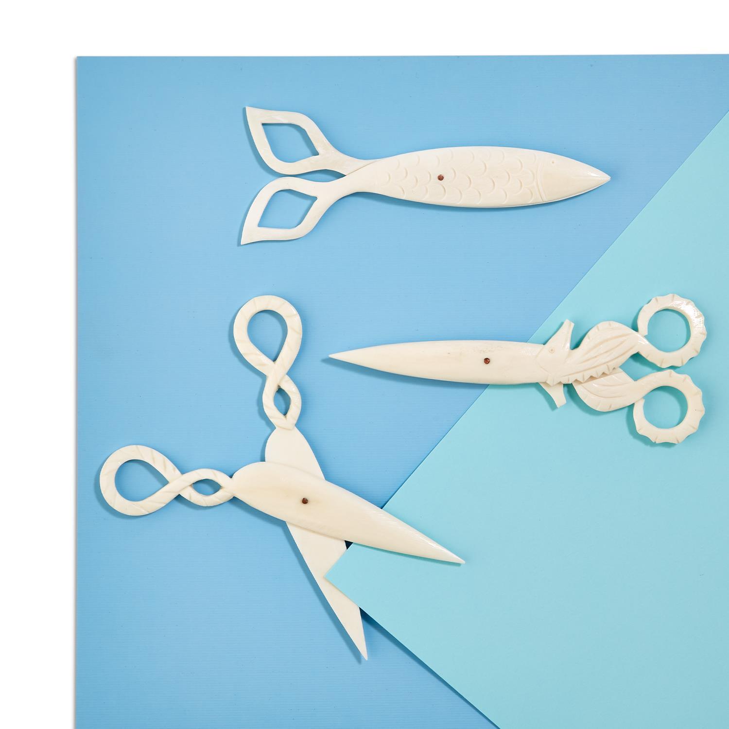 Hand-Carved Bone Scissors