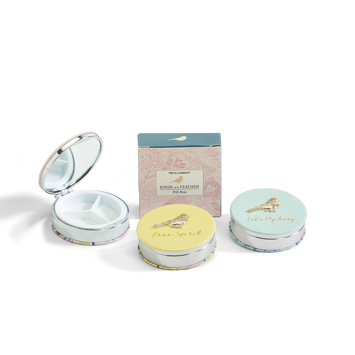 Birds of A Feather Pill Box Assorted 3 Colors/Sayings