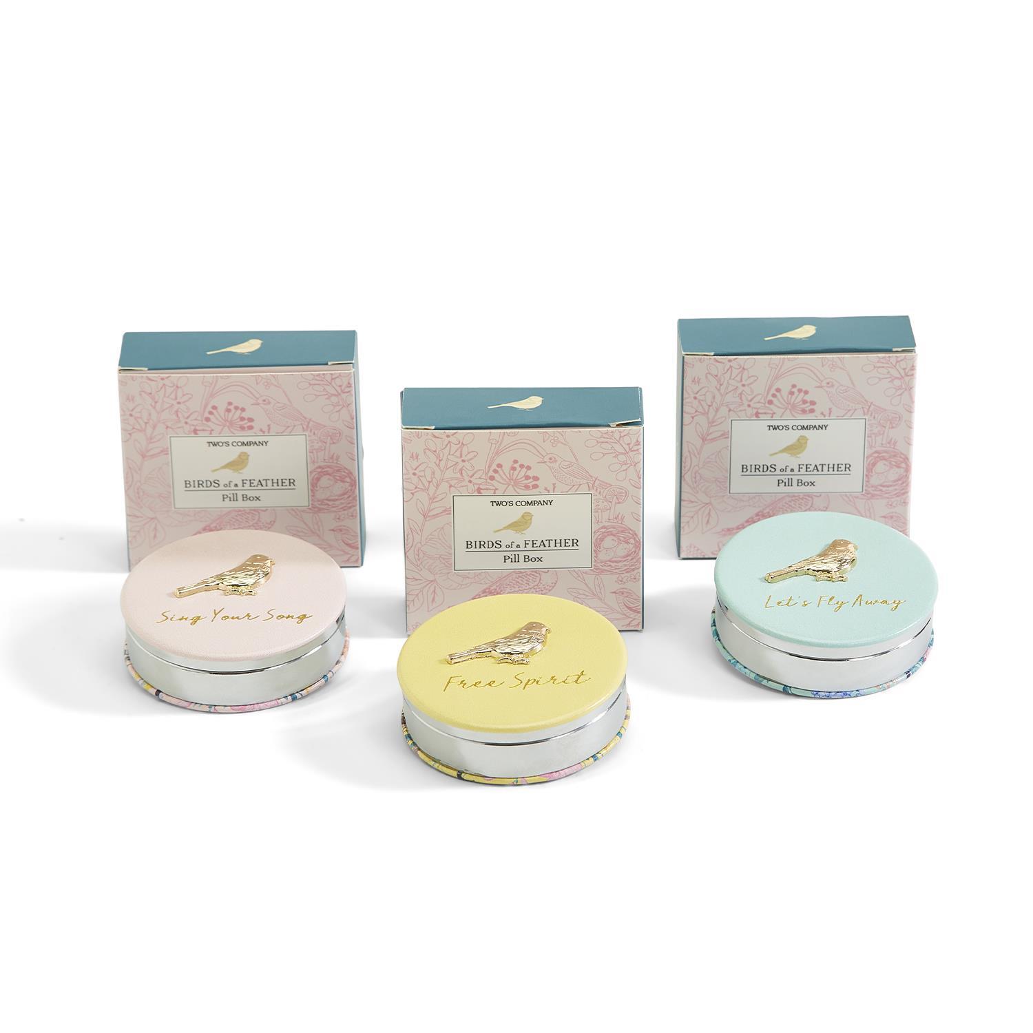 Birds of A Feather Pill Box Assorted 3 Colors/Sayings
