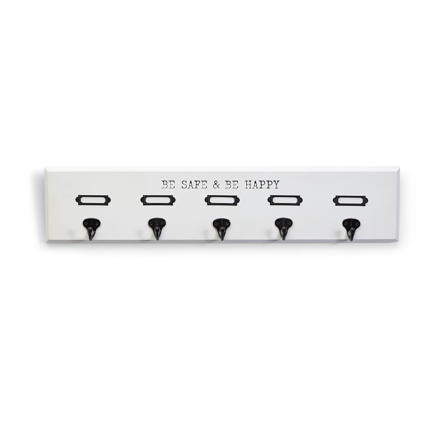 Be Safe & Be Happy Face Cover/Mask Wall Holder W/5 Hooks/Name Plates