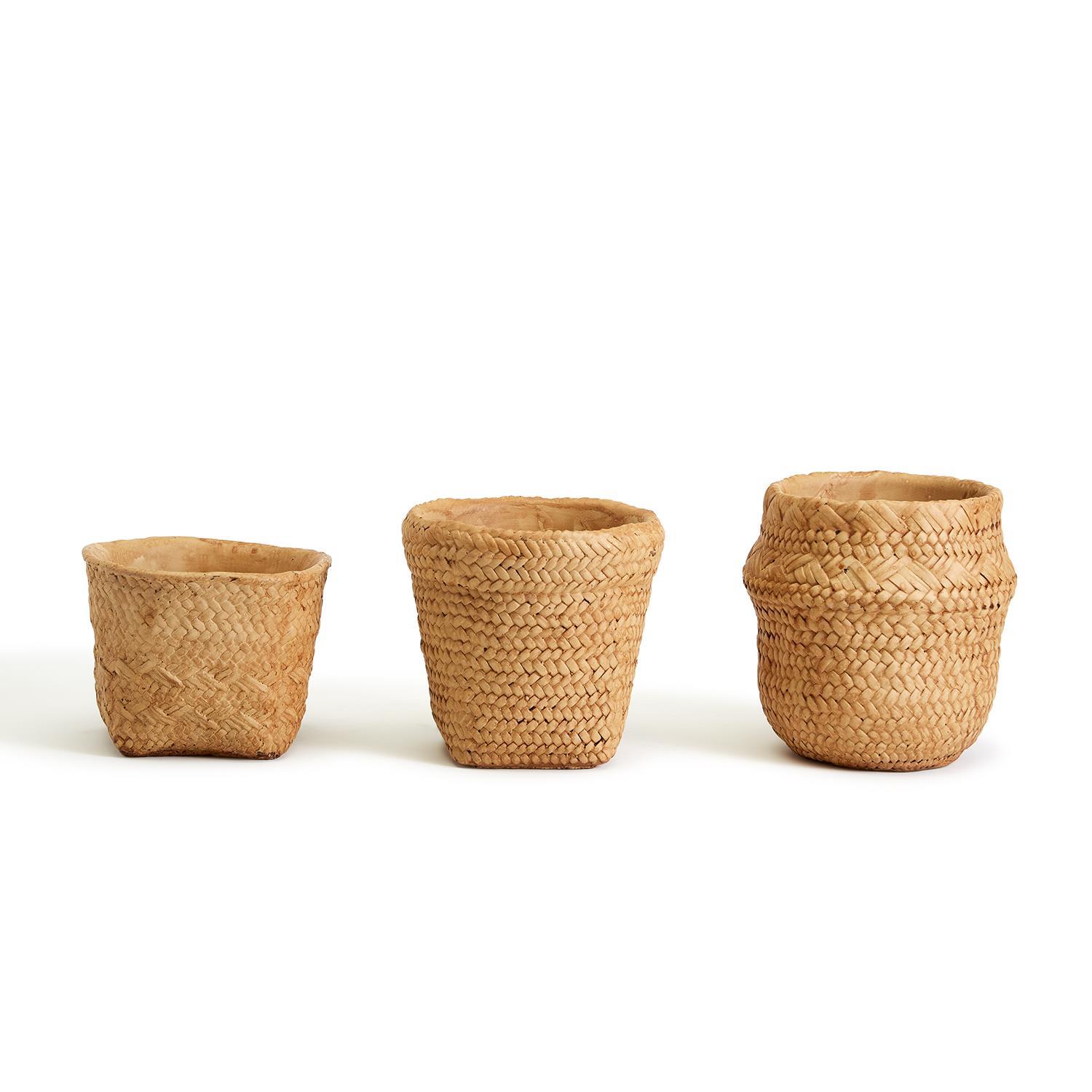Basket Pattern Planter with Drainage Hole Asst 3 Designs