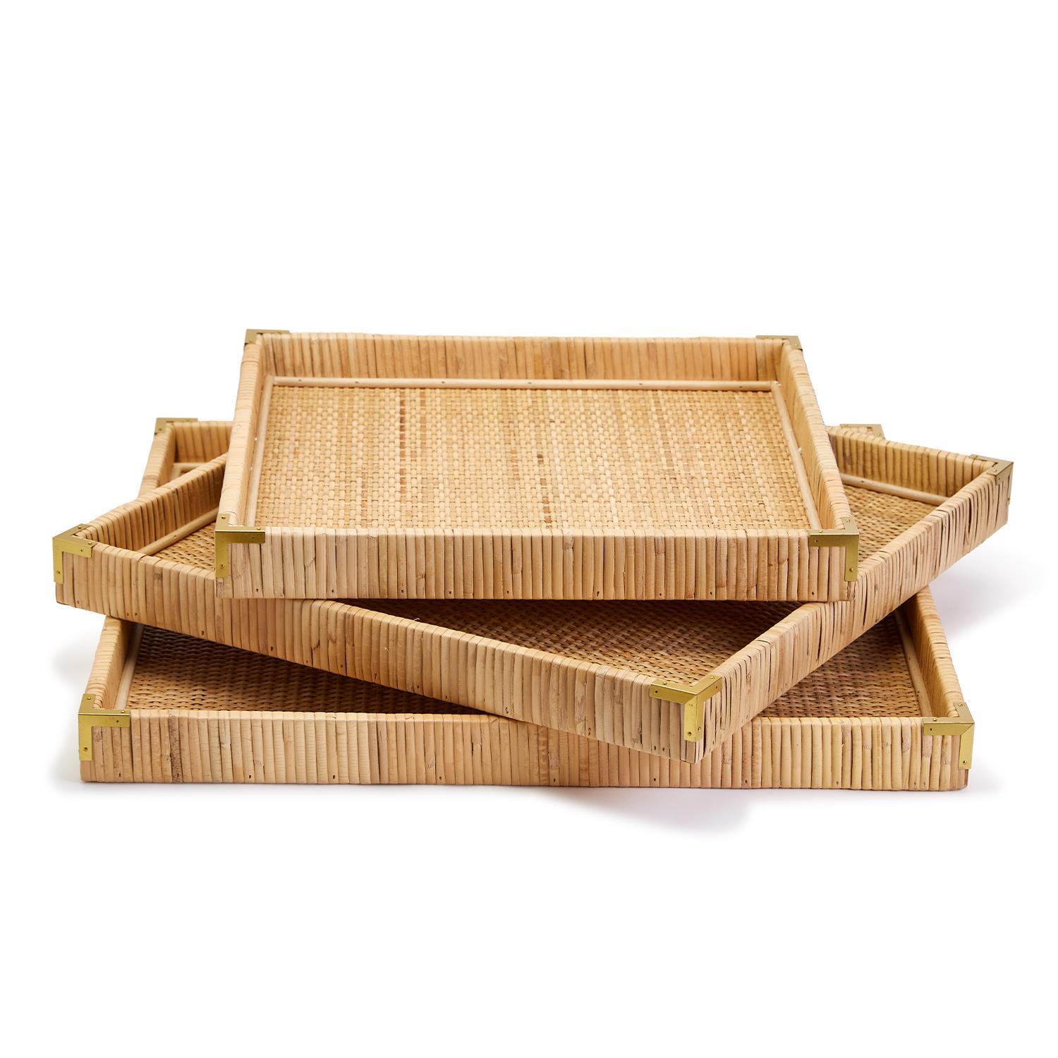 S/3 Rattan Square Tray