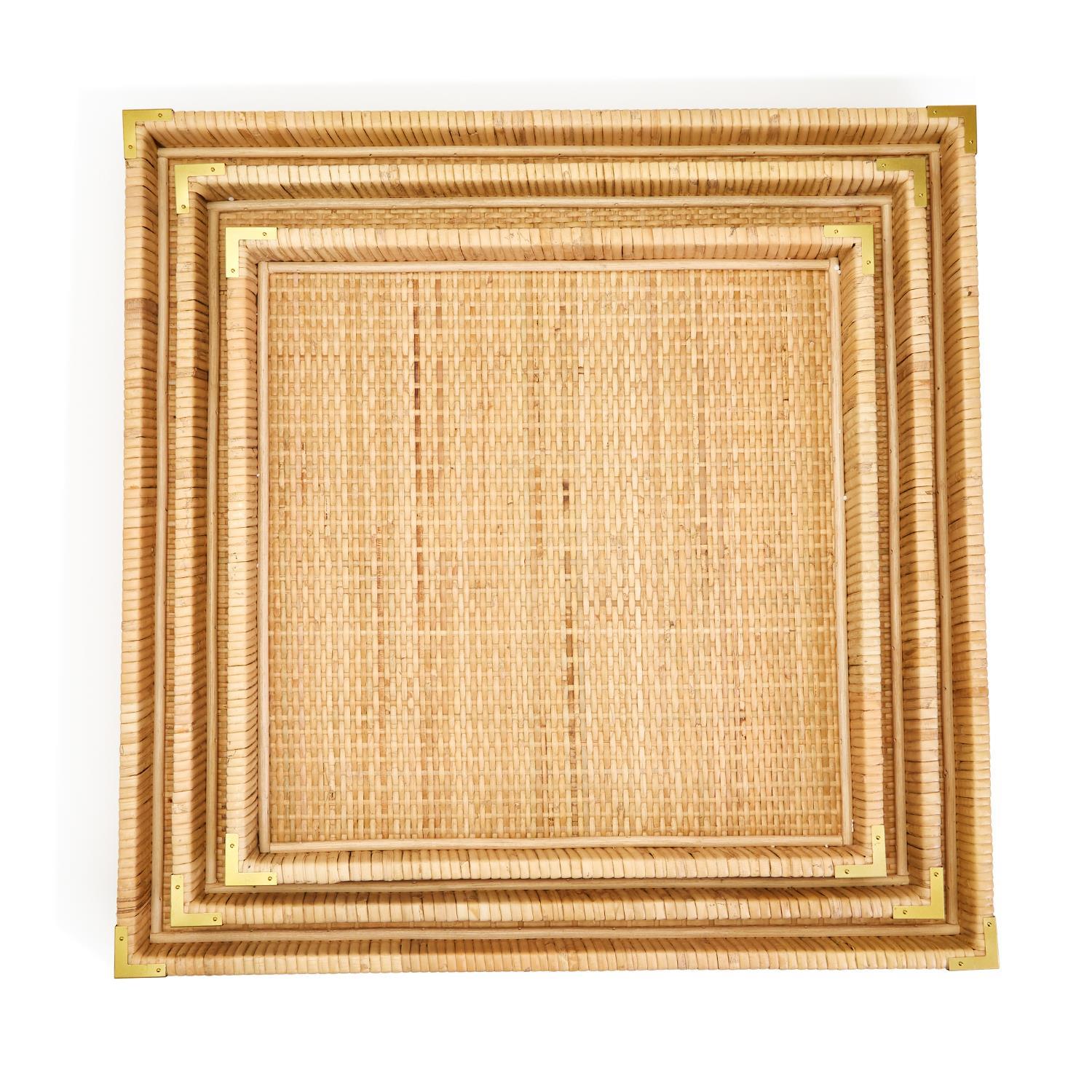 S/3 Rattan Square Tray