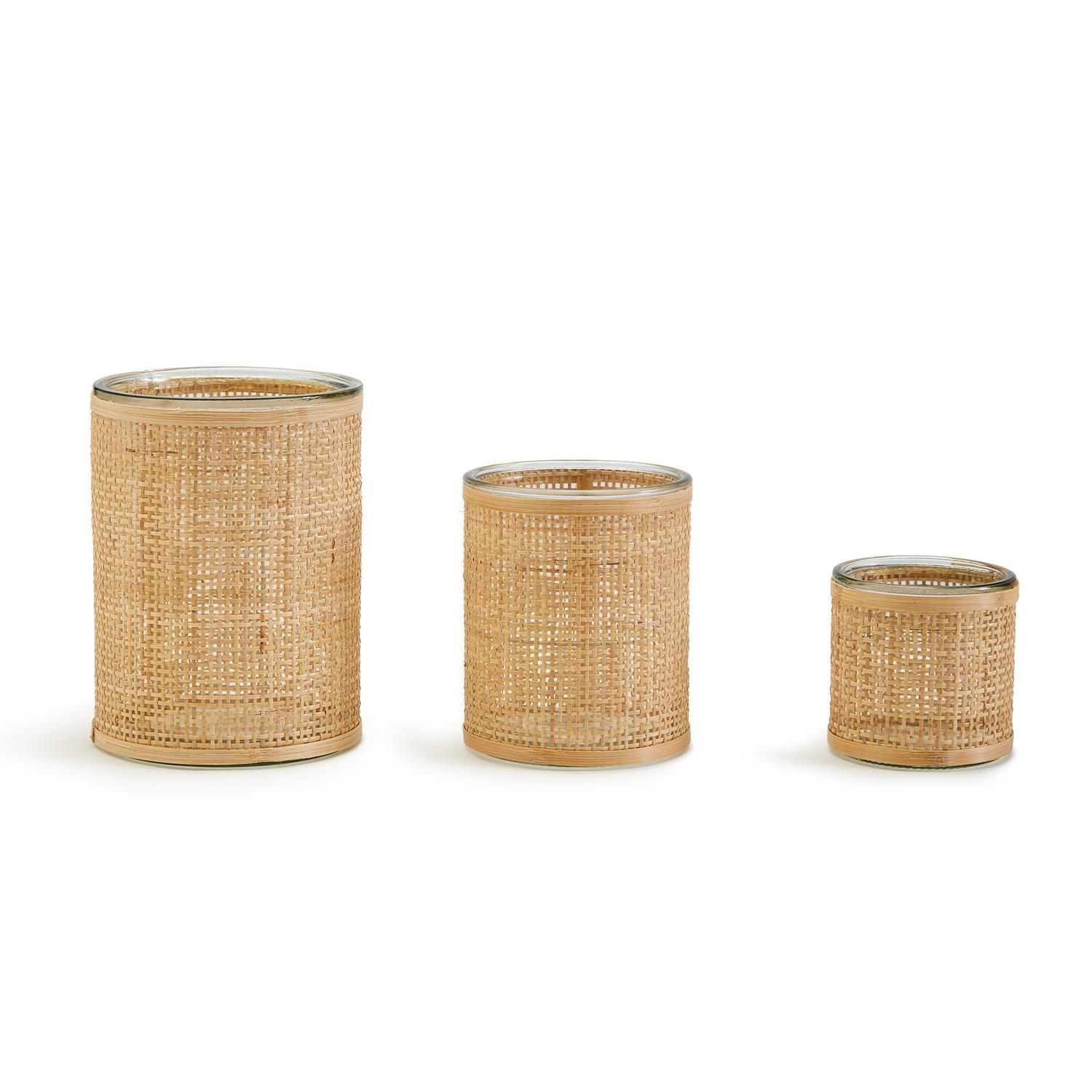 S/3 Weaved Rattan Wrapped Cachepot Incl 3 Sizes