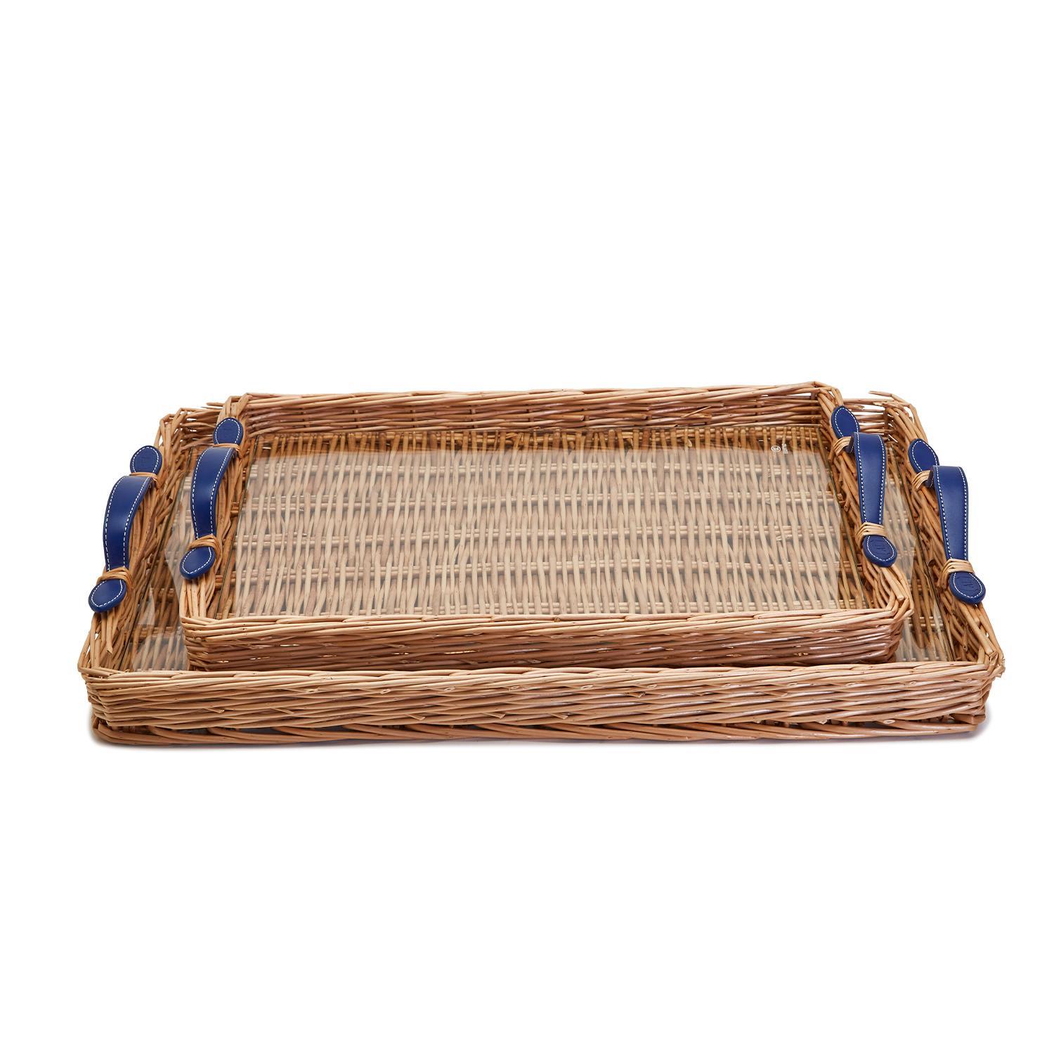 S/2 Wicker Tray W/Handles
