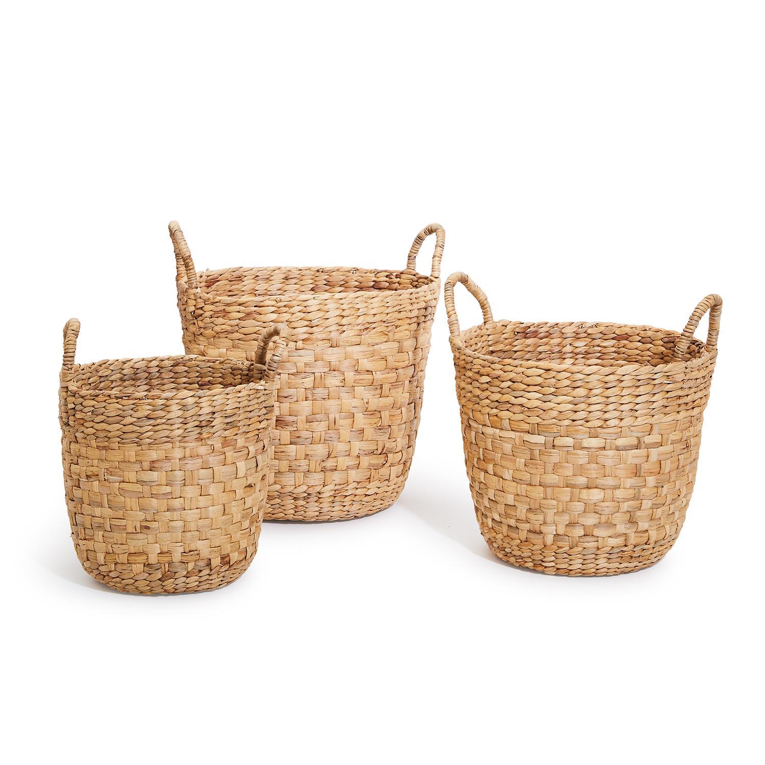 S/3 Natural Flat Weave Hand-Crafted Baskets
