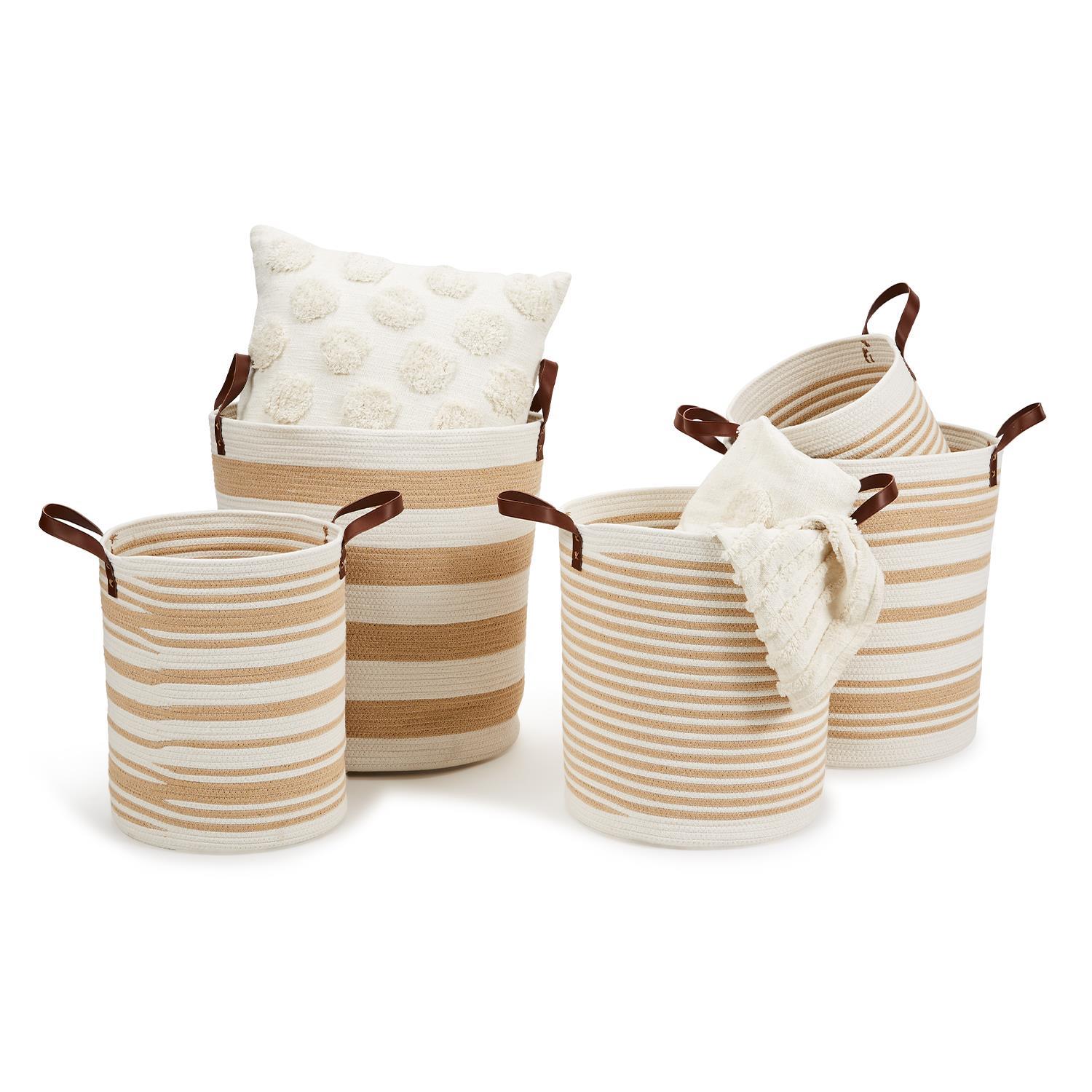S/5 Natural Stripe Baskets