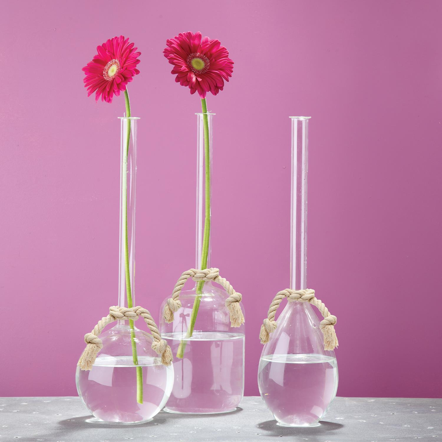 Sleek and Chic Vase Trio with Knotted Rope Tie on Set (rope tie wrapped ...