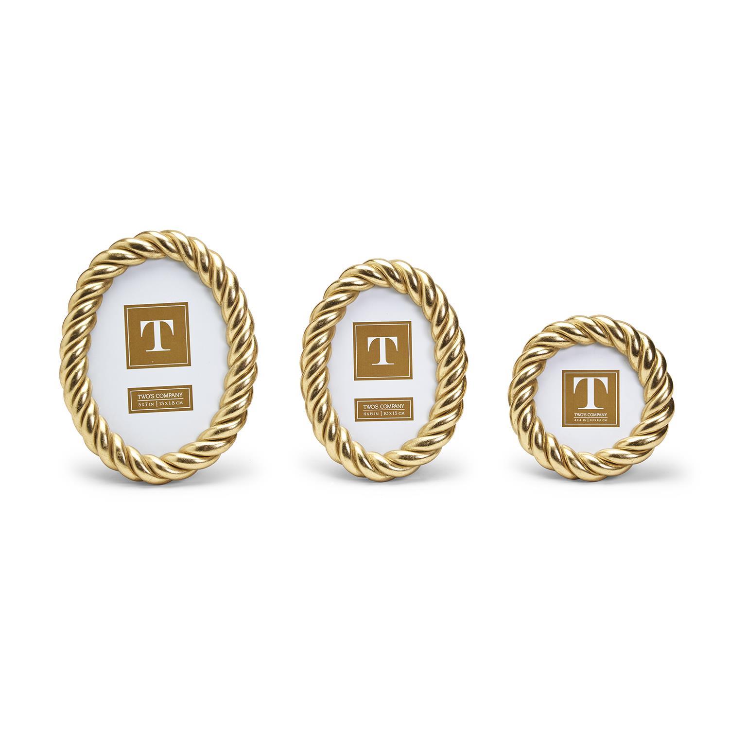 Gilded Rope S/3 Gold Finish Photo Frame