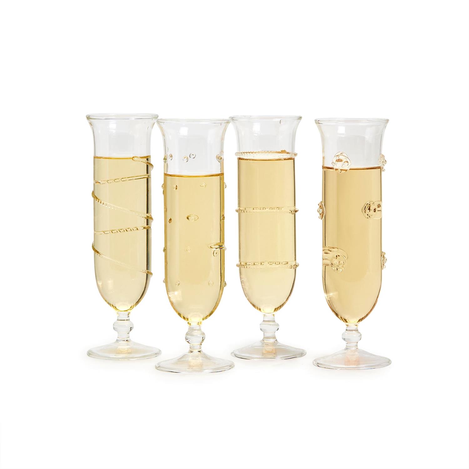 Verre Stemmed Champagne Flute Assorted 4 Designs