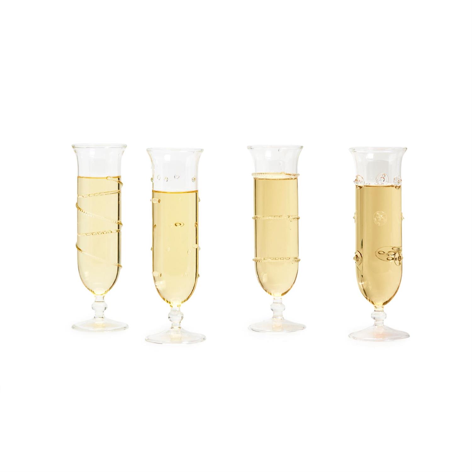 Verre Stemmed Champagne Flute Assorted 4 Designs