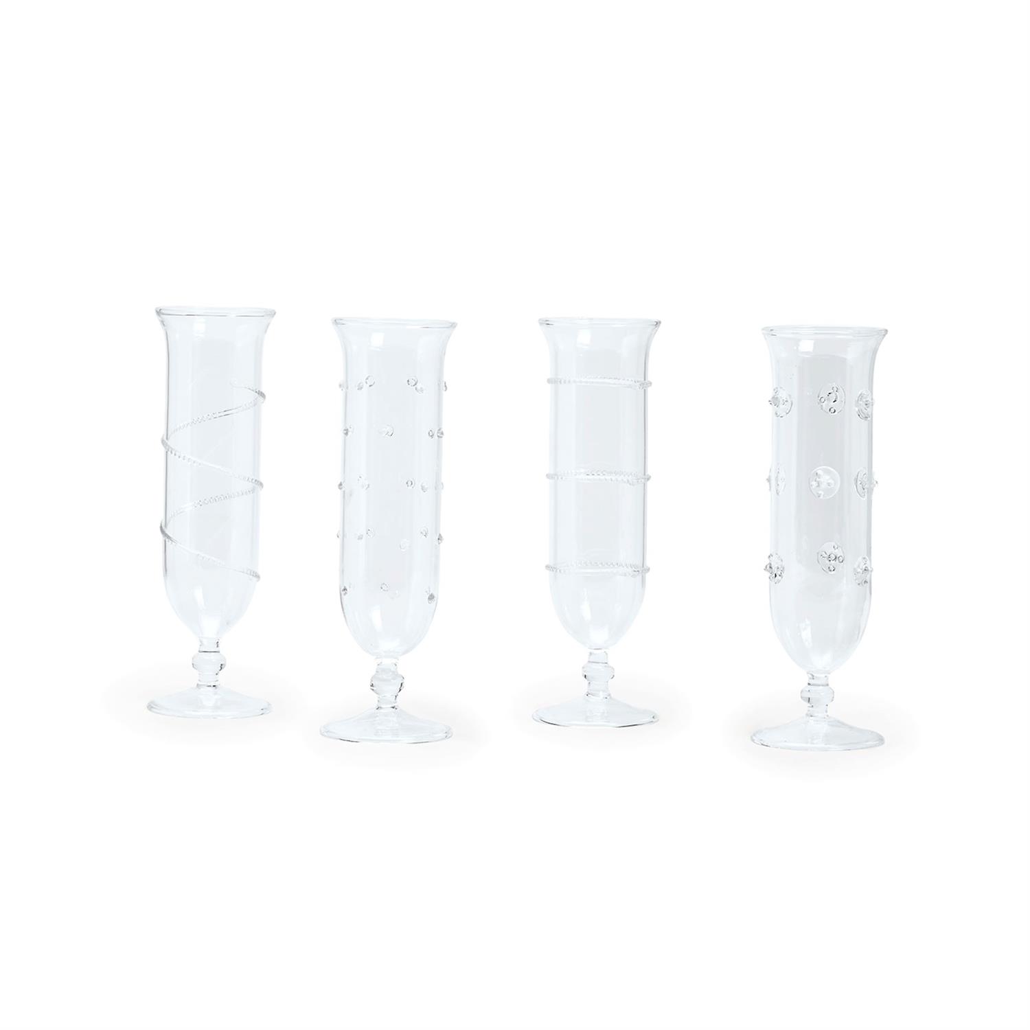 Verre Stemmed Champagne Flute Assorted 4 Designs
